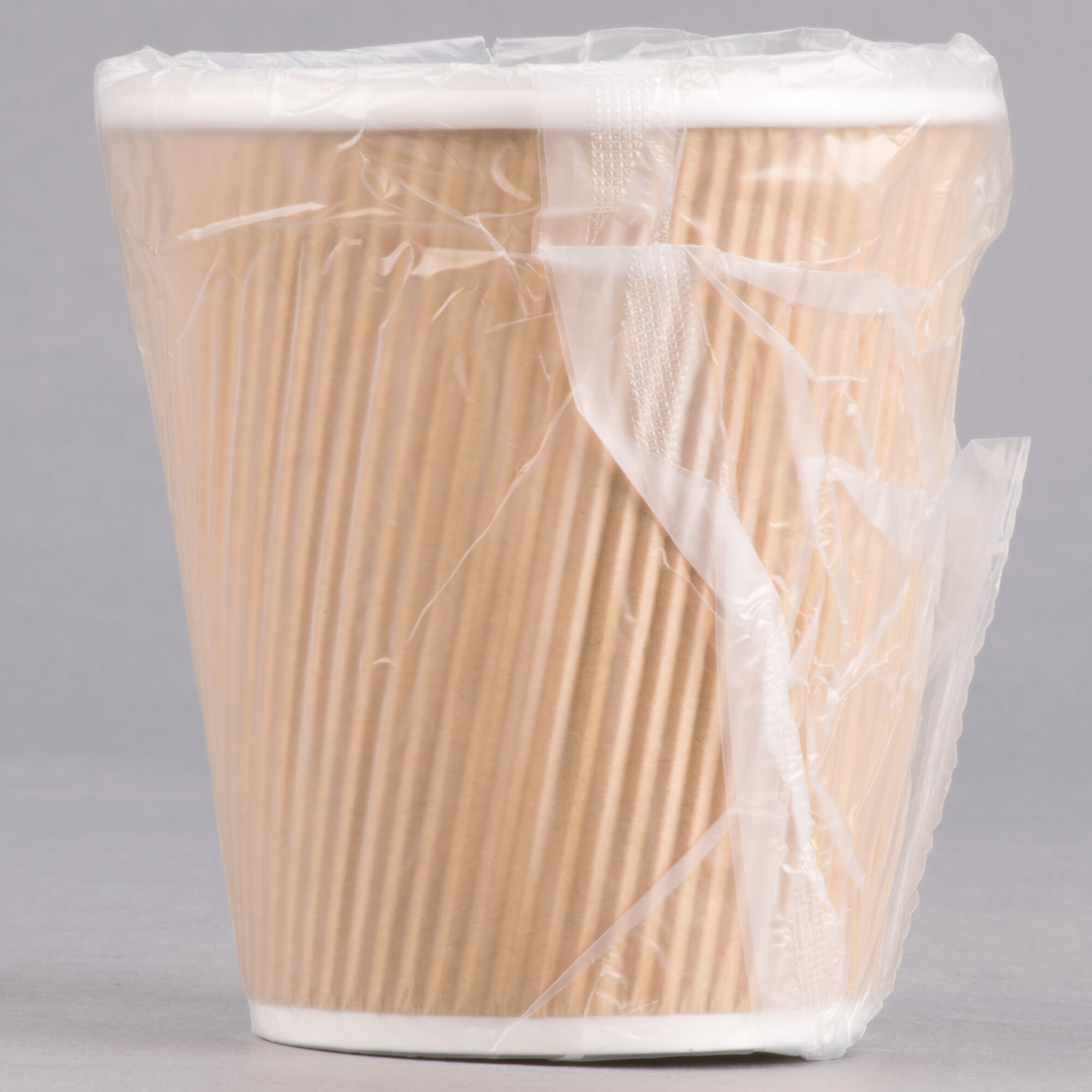 Lavex Lodging 10 oz. Kraft Ripple Individually Wrapped Paper Hot Cup ...