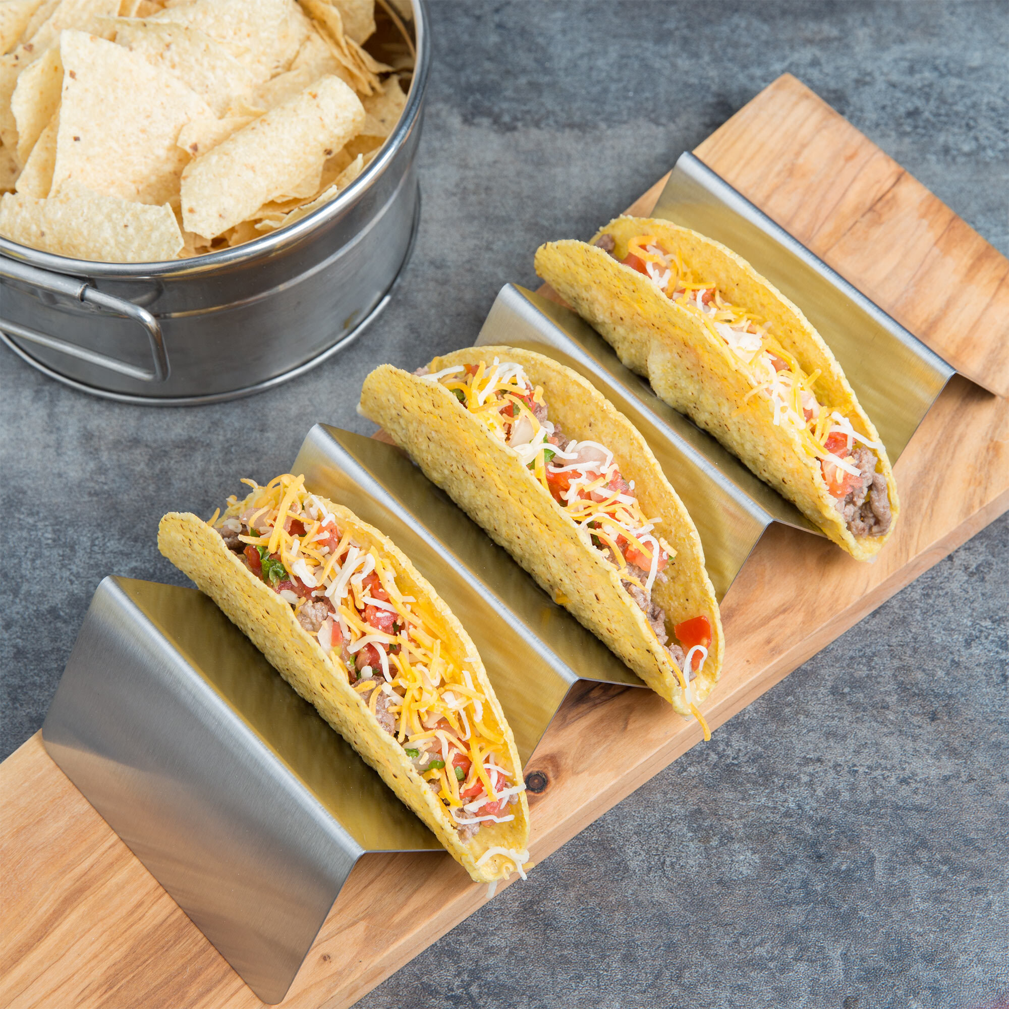 Choice Stainless Steel Taco Holder with 3 or 4 Compartments