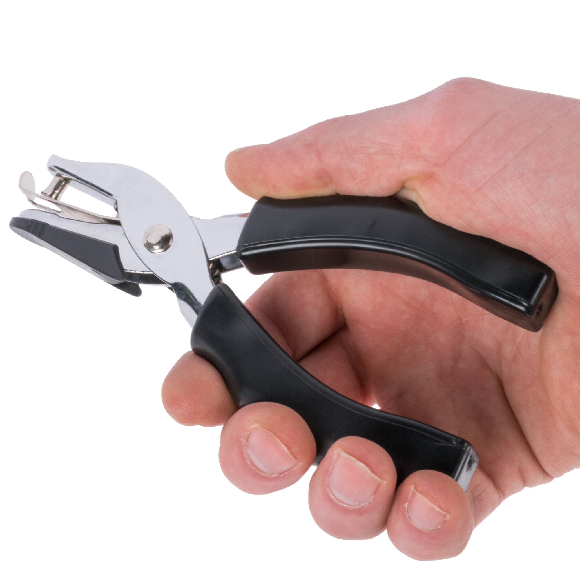 Universal UNV74321 8 Sheet Black Handheld 1 Hole Punch with Rubber Grip ...