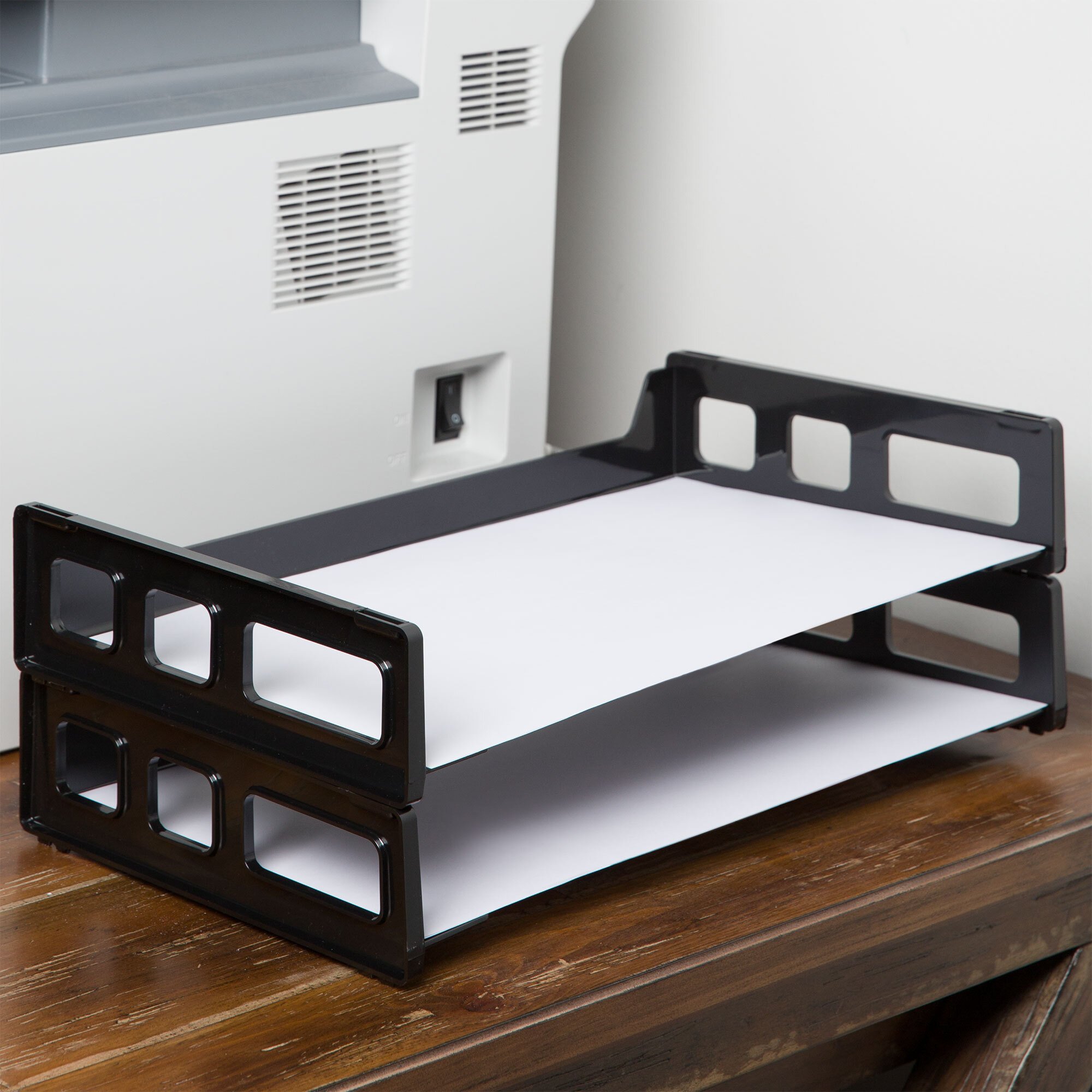 Universal UNV08101 16 1/4" x 9" x 2 3/4" Black Side Load Stackable ...