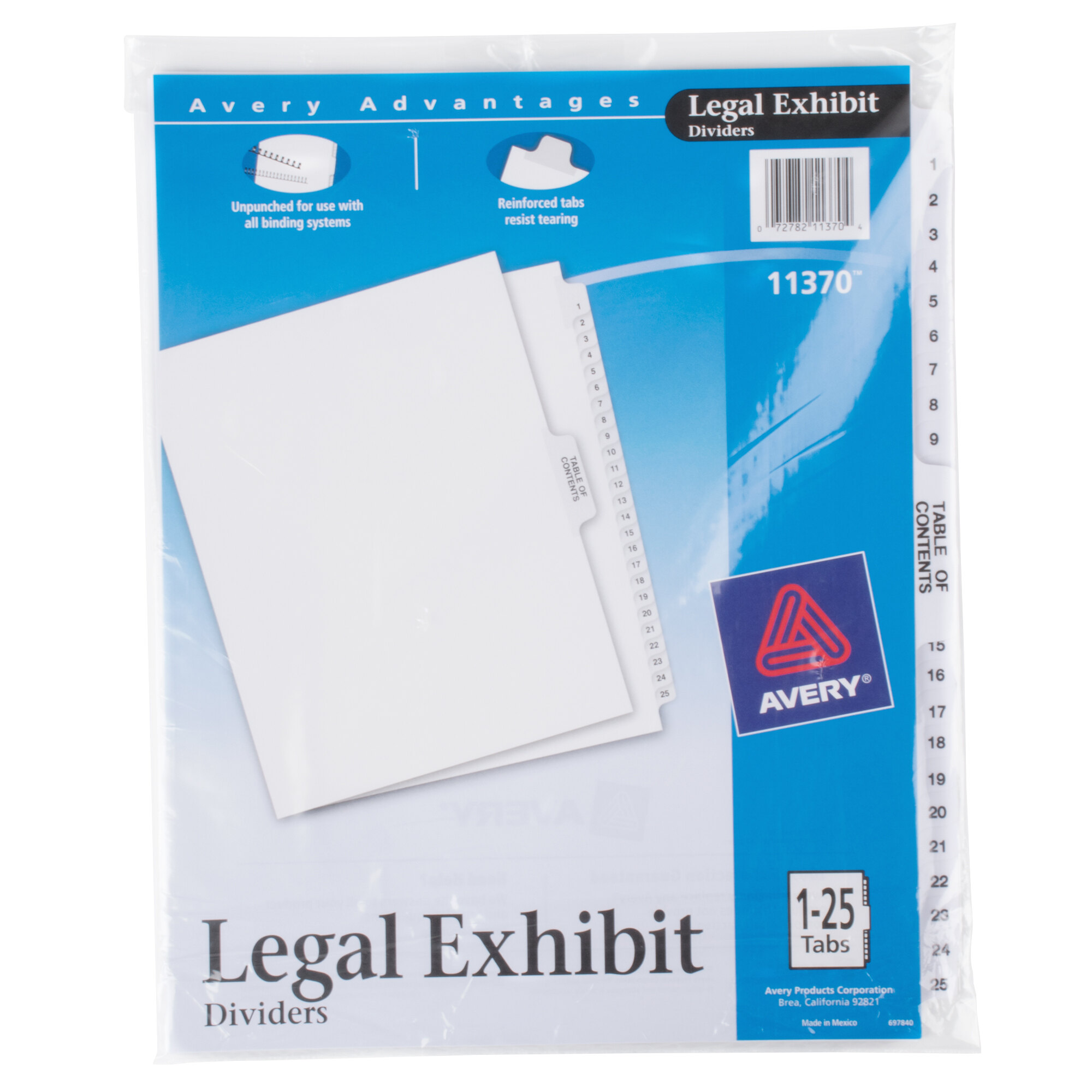 Avery 11370 Premium Collated 1-25 Tab Table of Contents Legal Exhibit ...