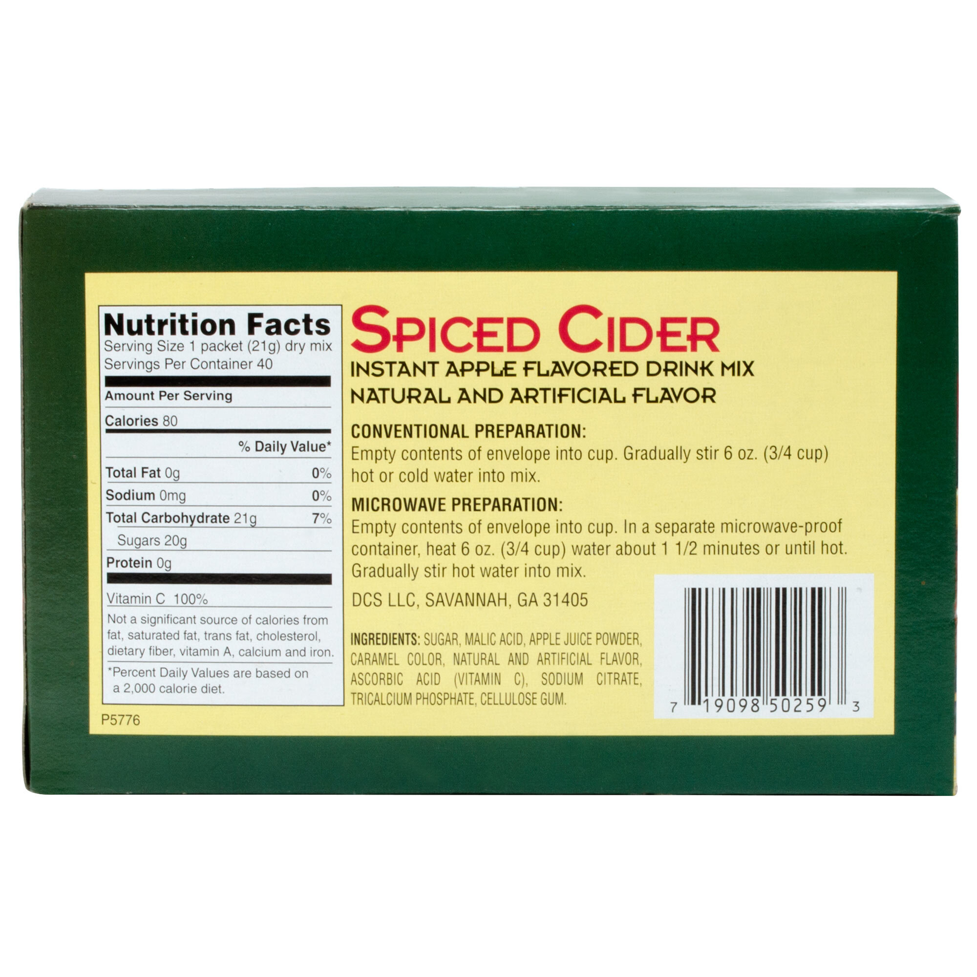 Spiced Apple Cider Hot Drink Mix Portion Pack - 40/Box
