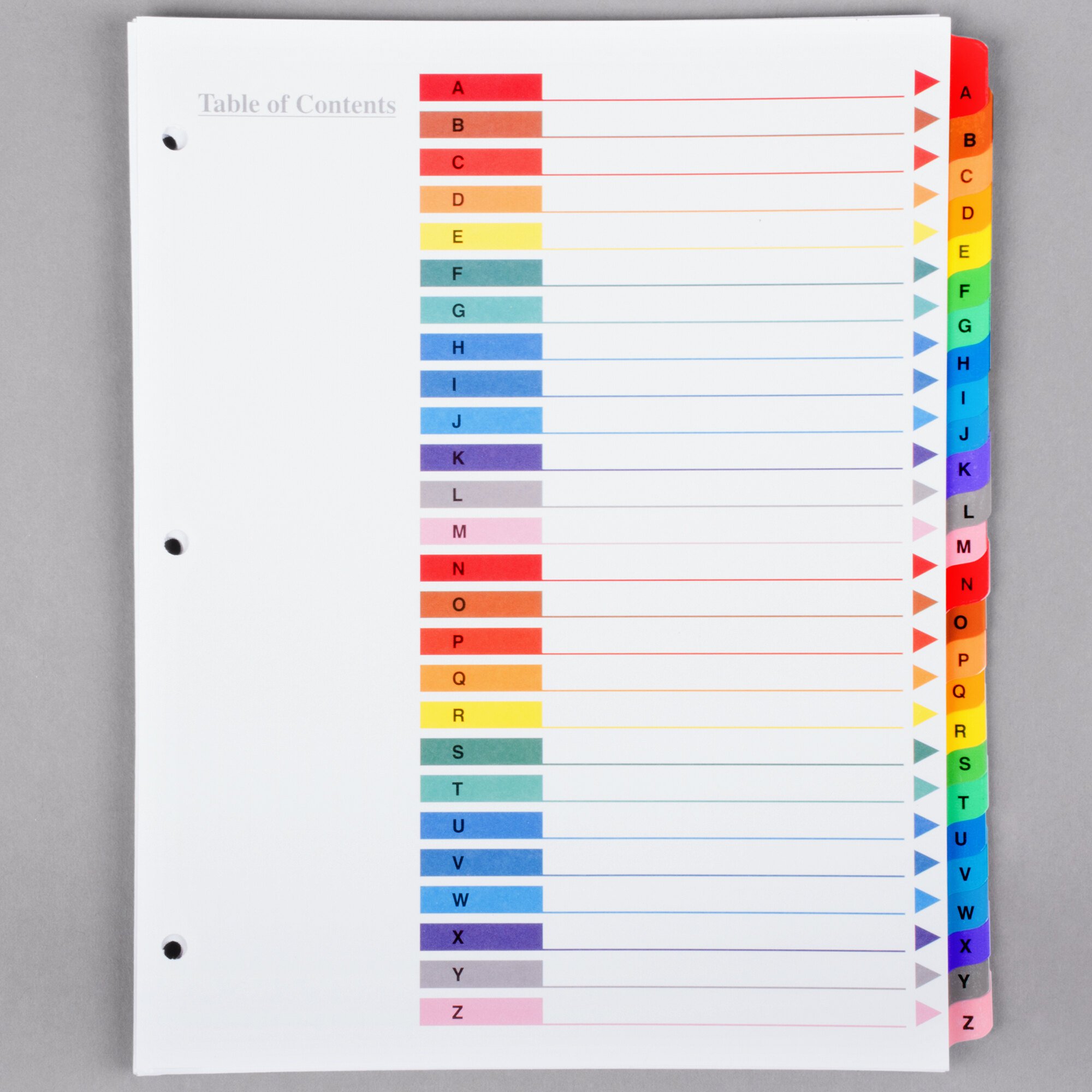 Universal UNV24812 Multi-Color A-Z Table of Contents Dividers