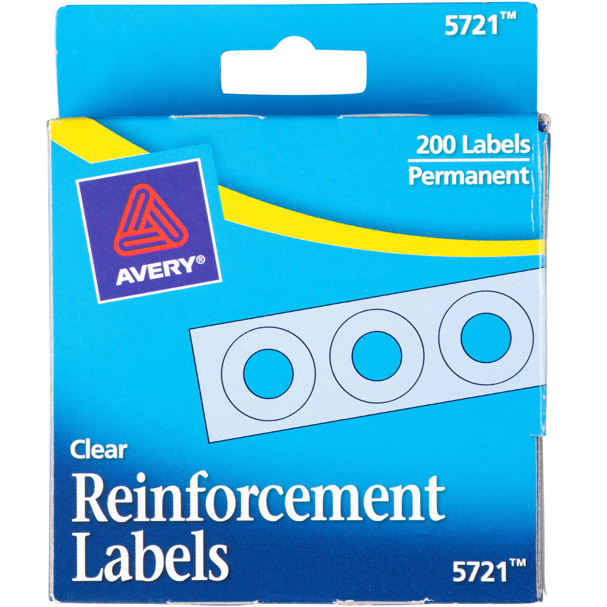 Avery 5721 1/4" Clear Hole Reinforcement Label with Dispenser - 200/Pack
