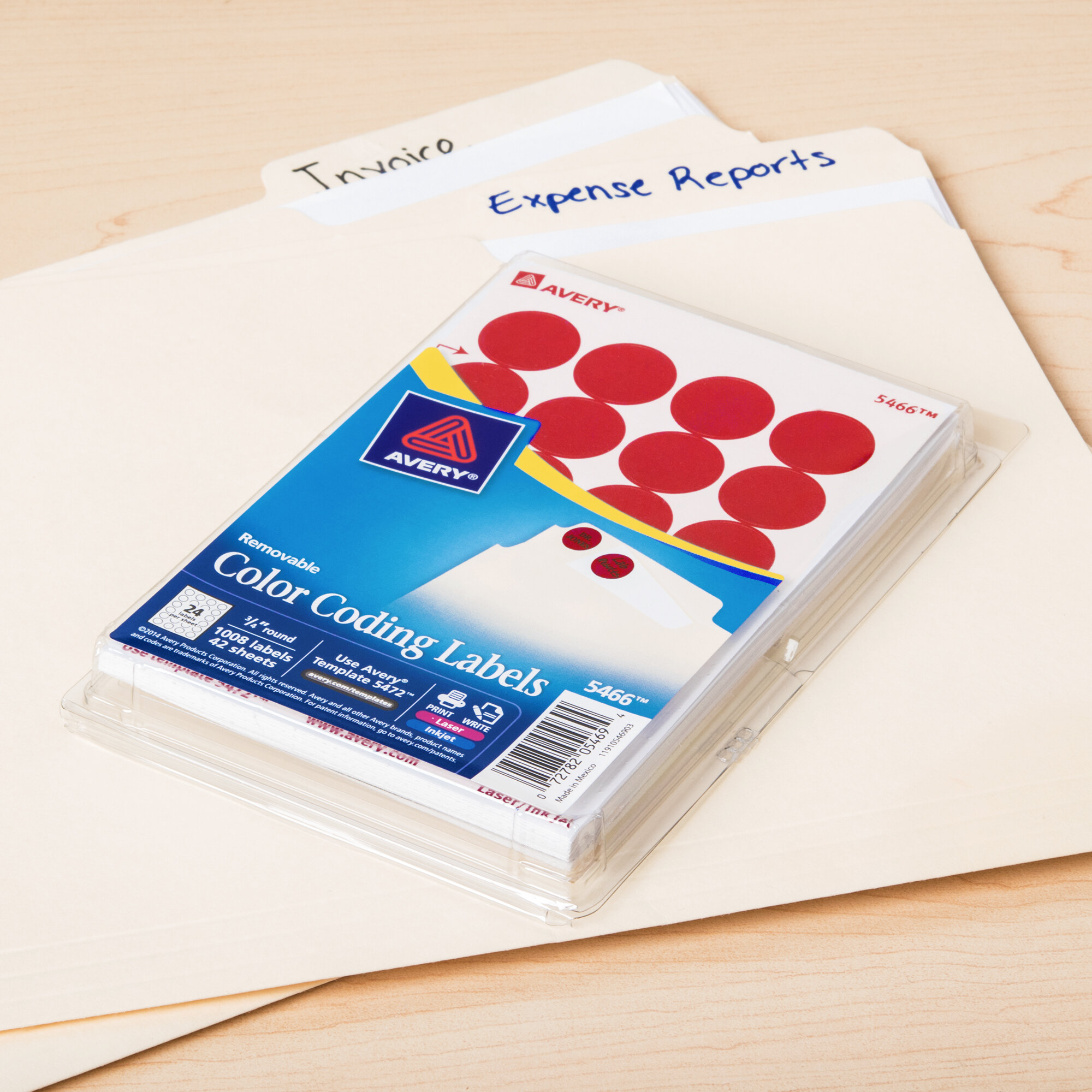 Avery 5466 3/4" Red Round Removable Write-On / Printable Labels - 1008/Pack