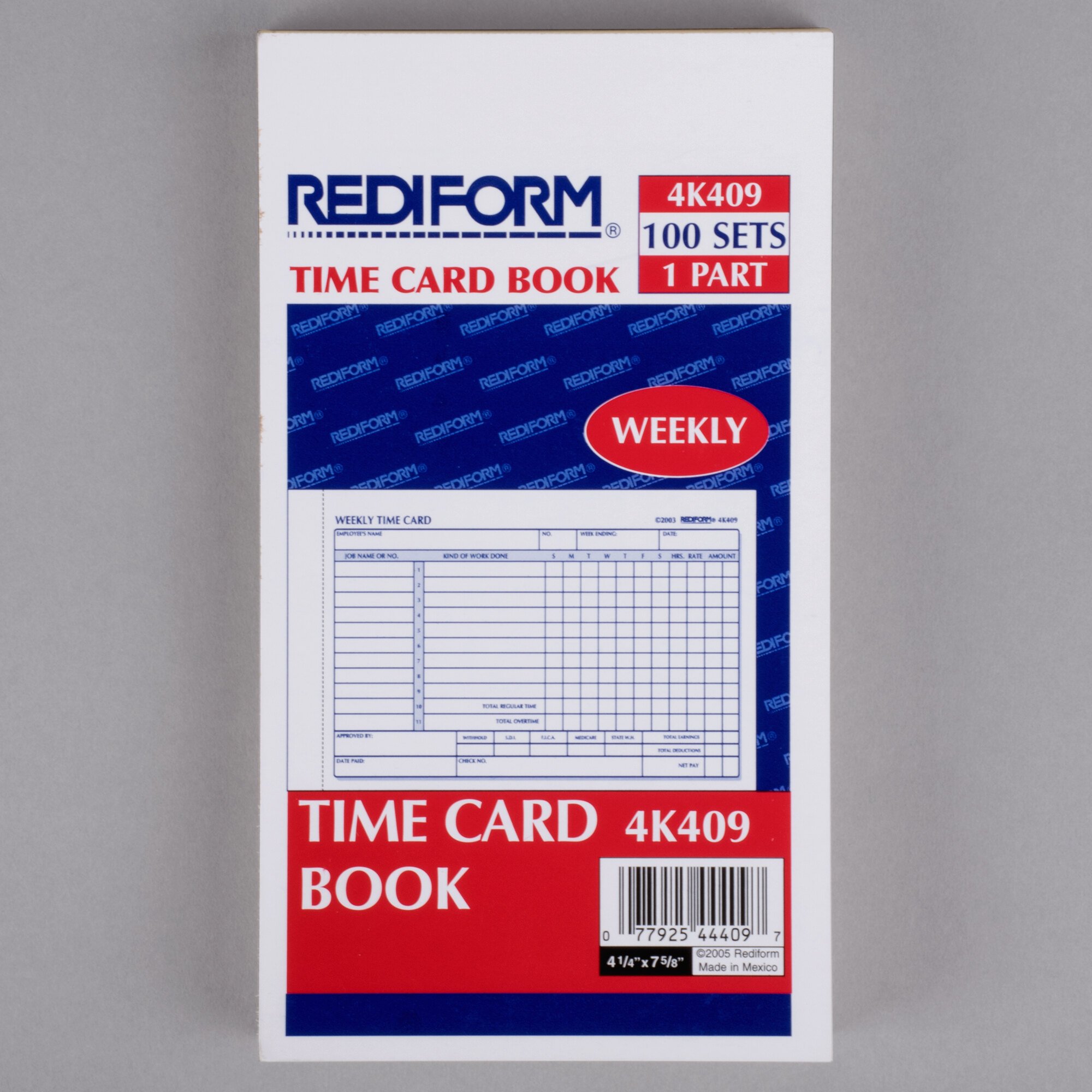 Rediform Office 4K409 Weekly Employee Time Card Book - 100 Sheets ...