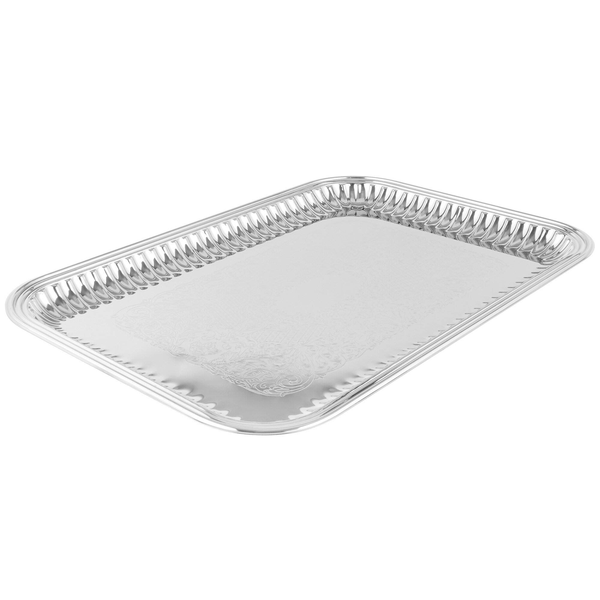 Vollrath 82166 Esquire 18" x 12" Rectangular Fluted Stainless Steel Tray