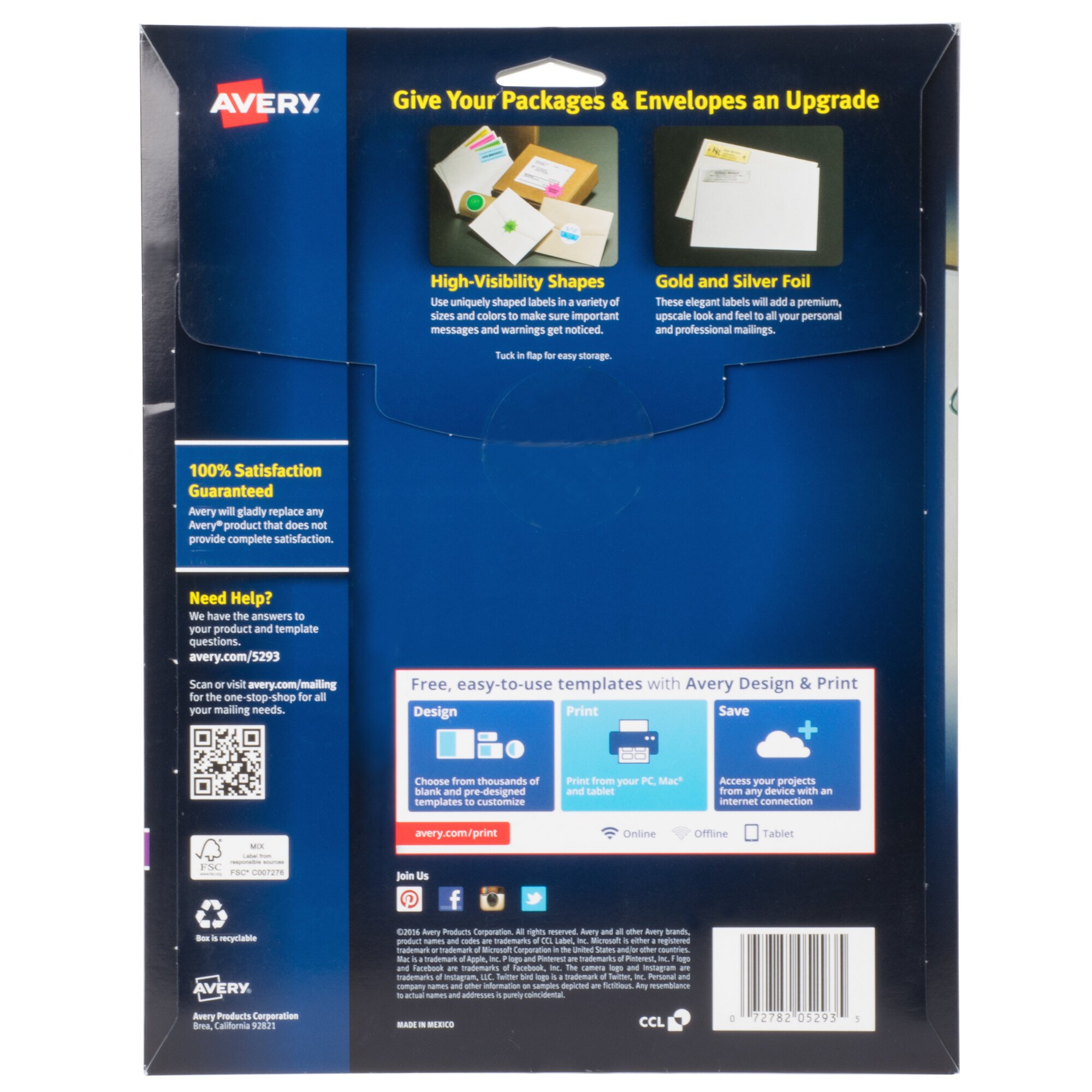 Avery 5293 1 2/3" High-Visibility Round White Printable Labels - 600/Pack