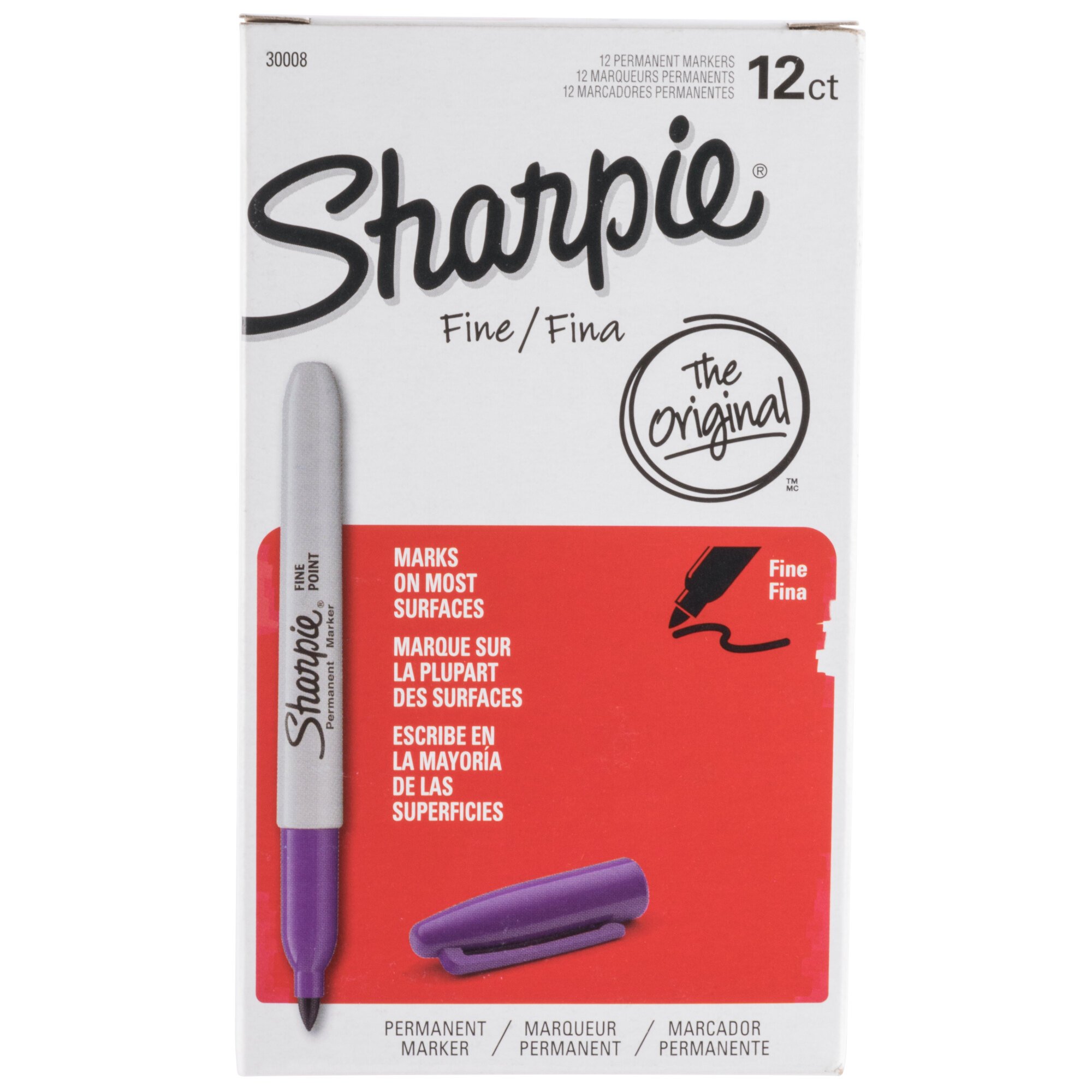 Sharpie 30008 Purple Fine Point Permanent Marker - 12/Pack