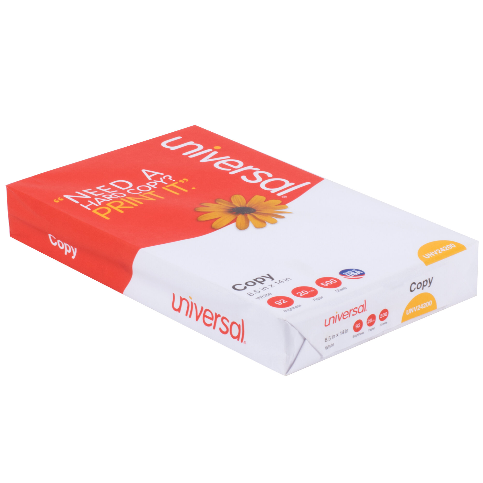 Universal Office UNV24200 8 1/2" x 14" White Case of 20# Copy Paper ...