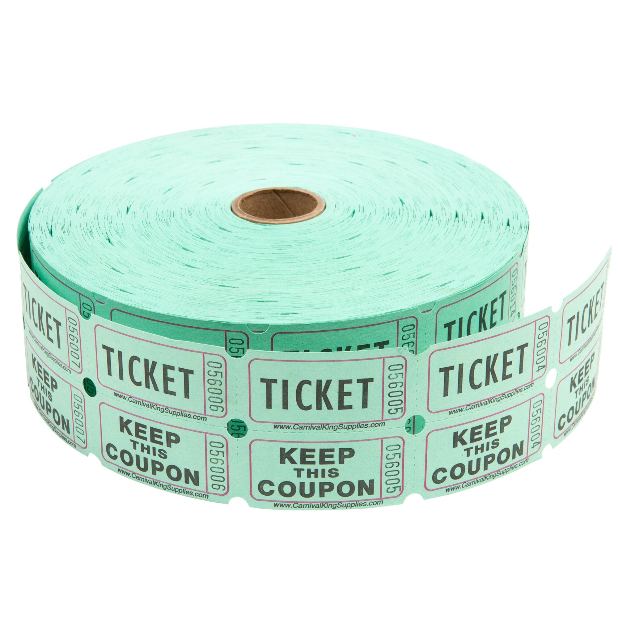Carnival King Green 2-Part Raffle Tickets - 2000/Roll