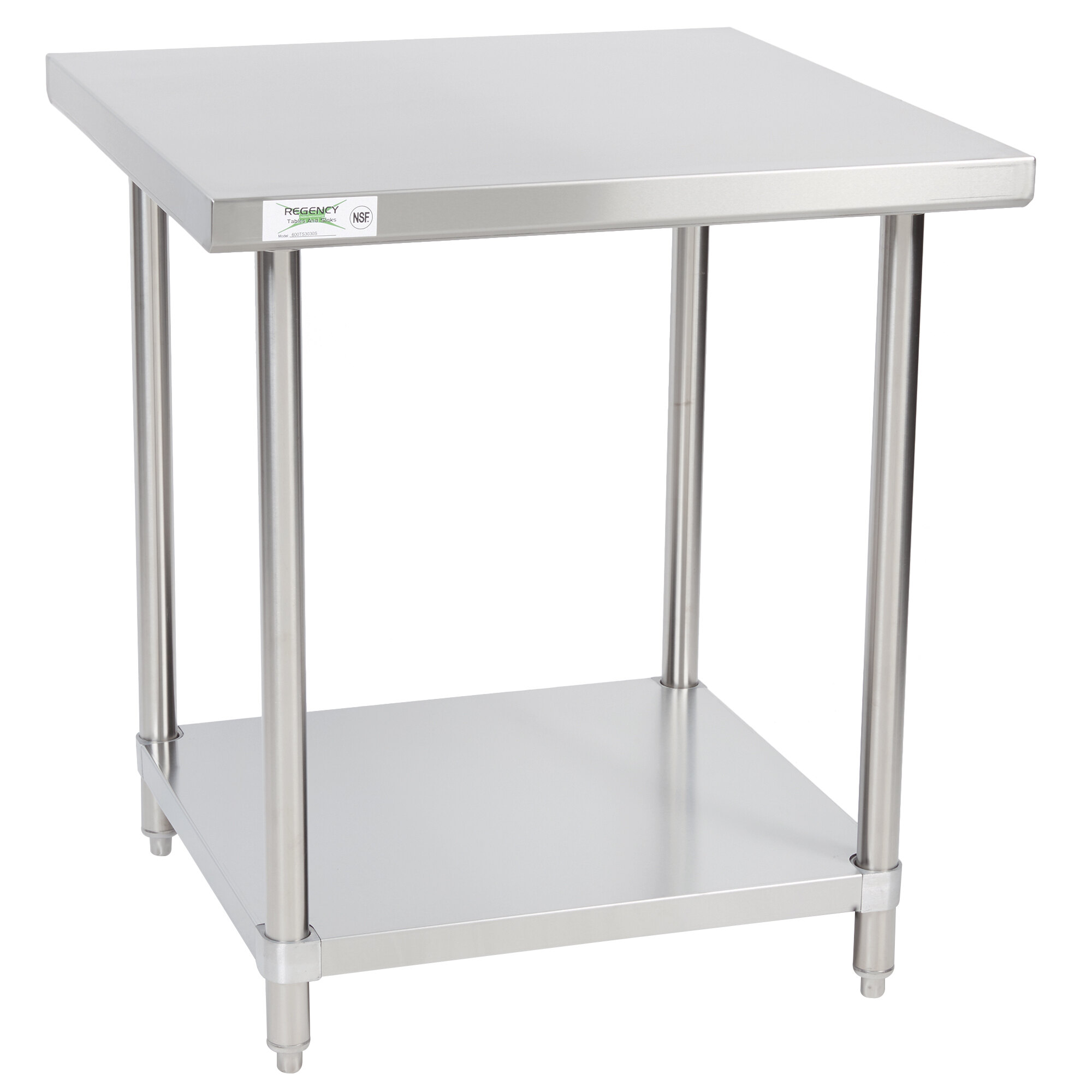 Stainless Steel Work Table with Undershelf - 30" x 30"