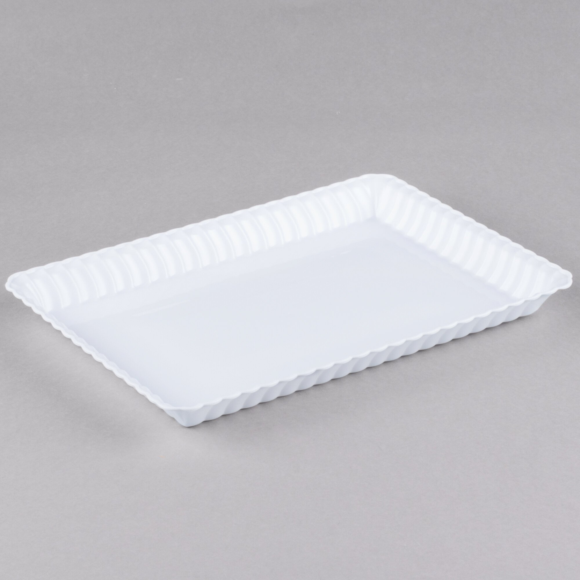Fineline 294-WH Flairware 9" x 13" White Plastic Rectangular Tray - 48/Case