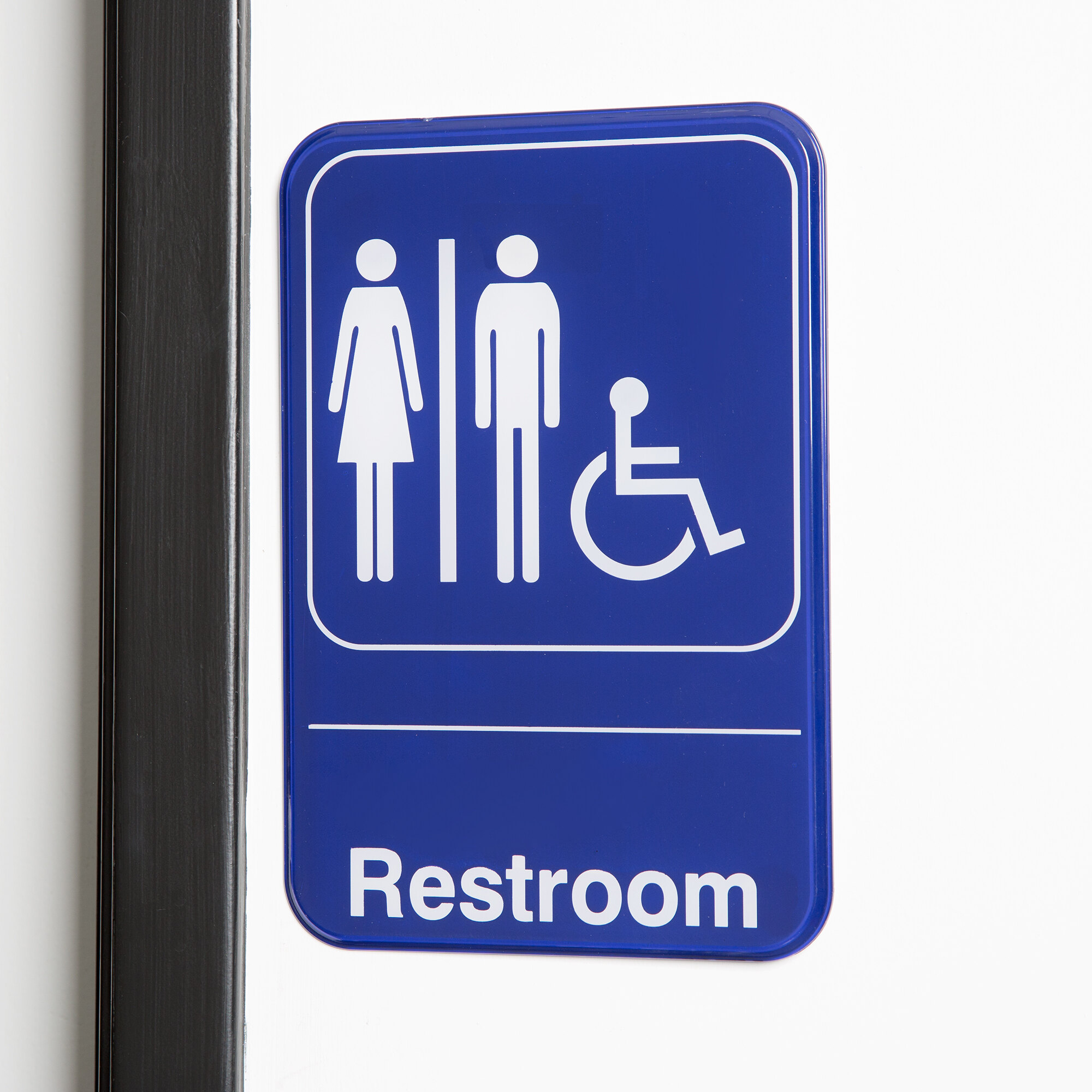 Handicap Accessible Restroom Sign - Blue and White, 9" x 6"