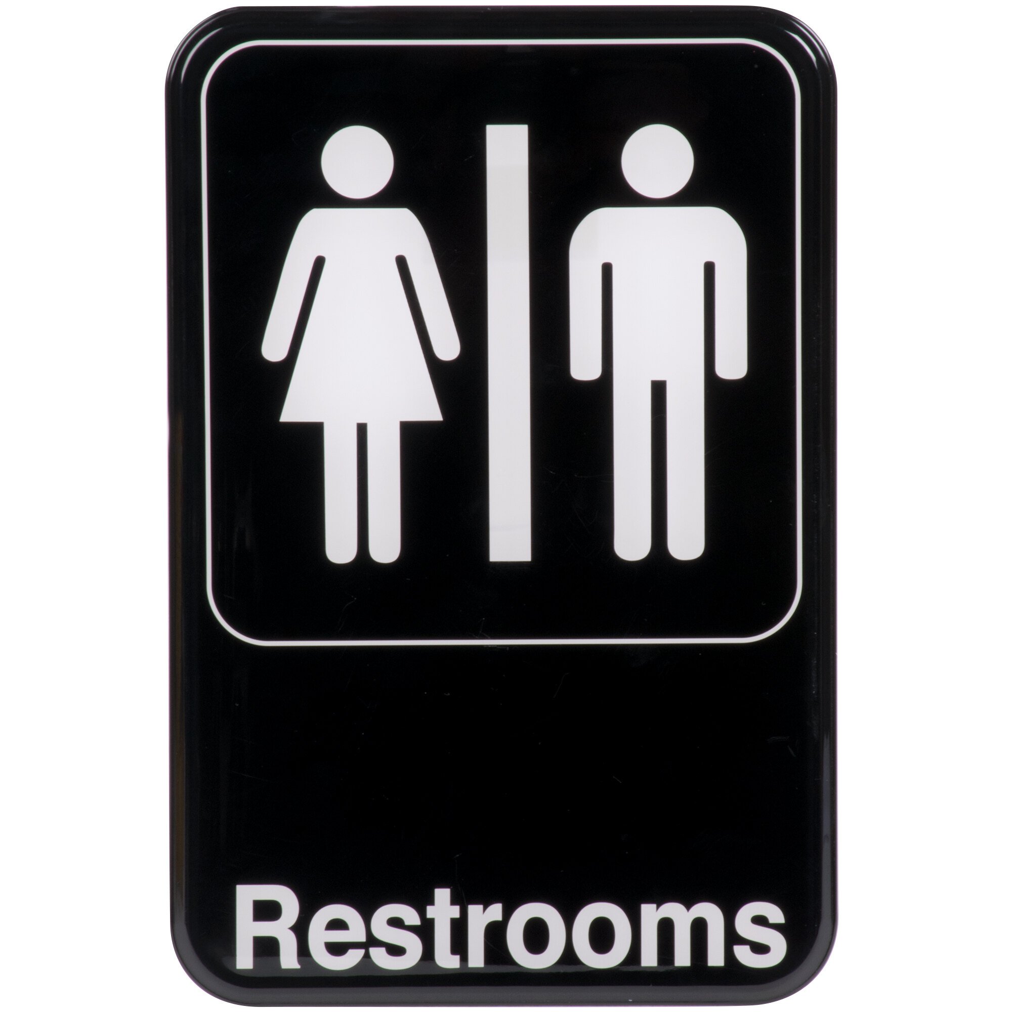 Restrooms Sign - Black and White, 9" x 6"