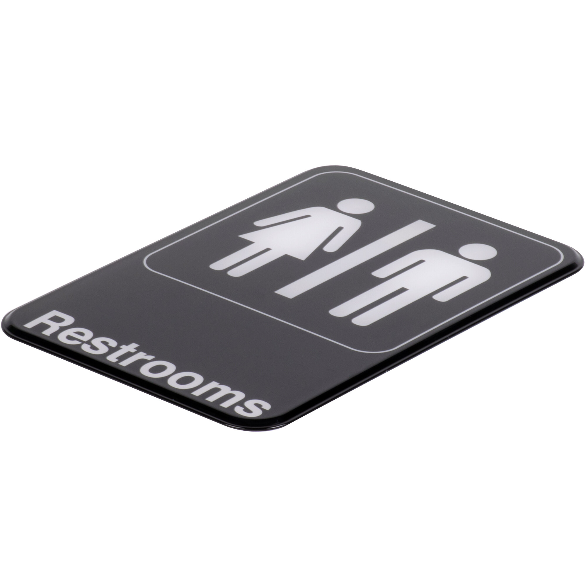 Restrooms Sign - Black and White, 9" x 6"