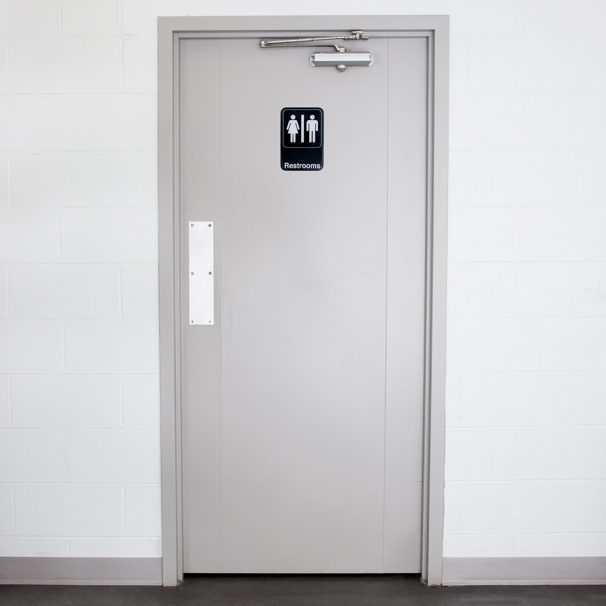 Restrooms Sign - Black and White, 9" x 6"