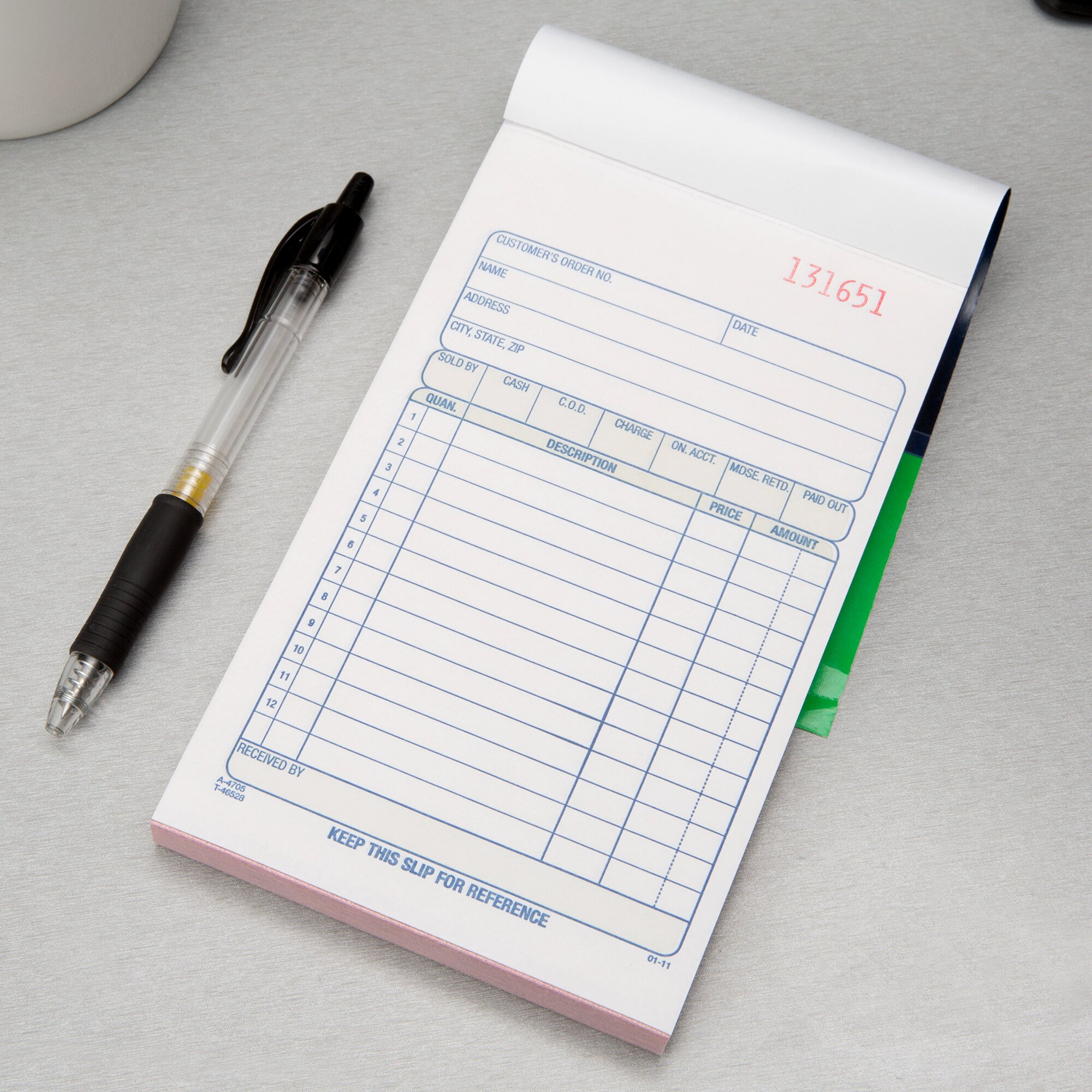 Adams TC4705 3-Part Blue and White Carbonless Sales Order Book with 50 ...