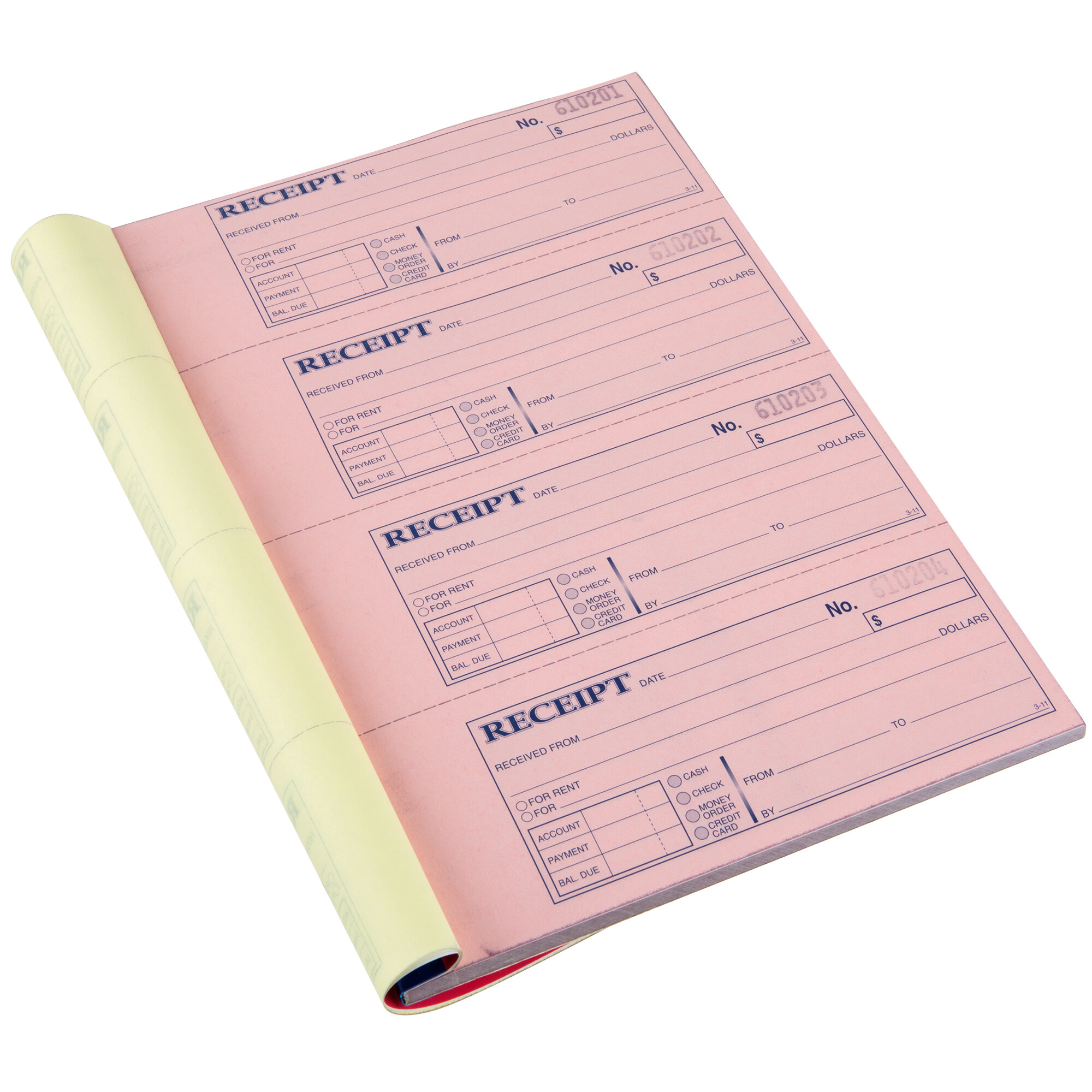 Adams TC1182 3-Part Carbonless Rent Receipt Book with 100 Receipts