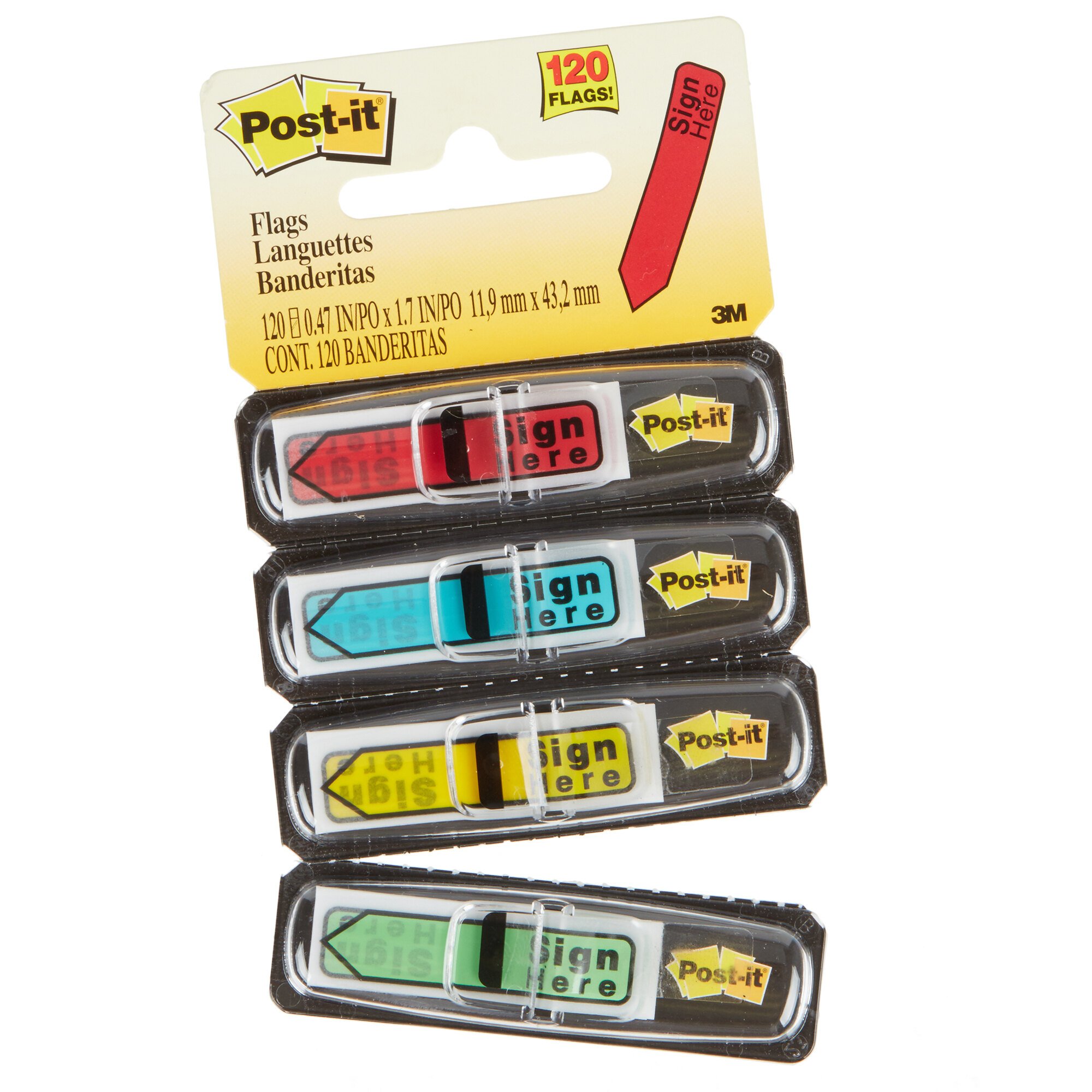 3M 684SH Post-It® 1/2" Assorted Color "Sign Here" Message Flag with ...