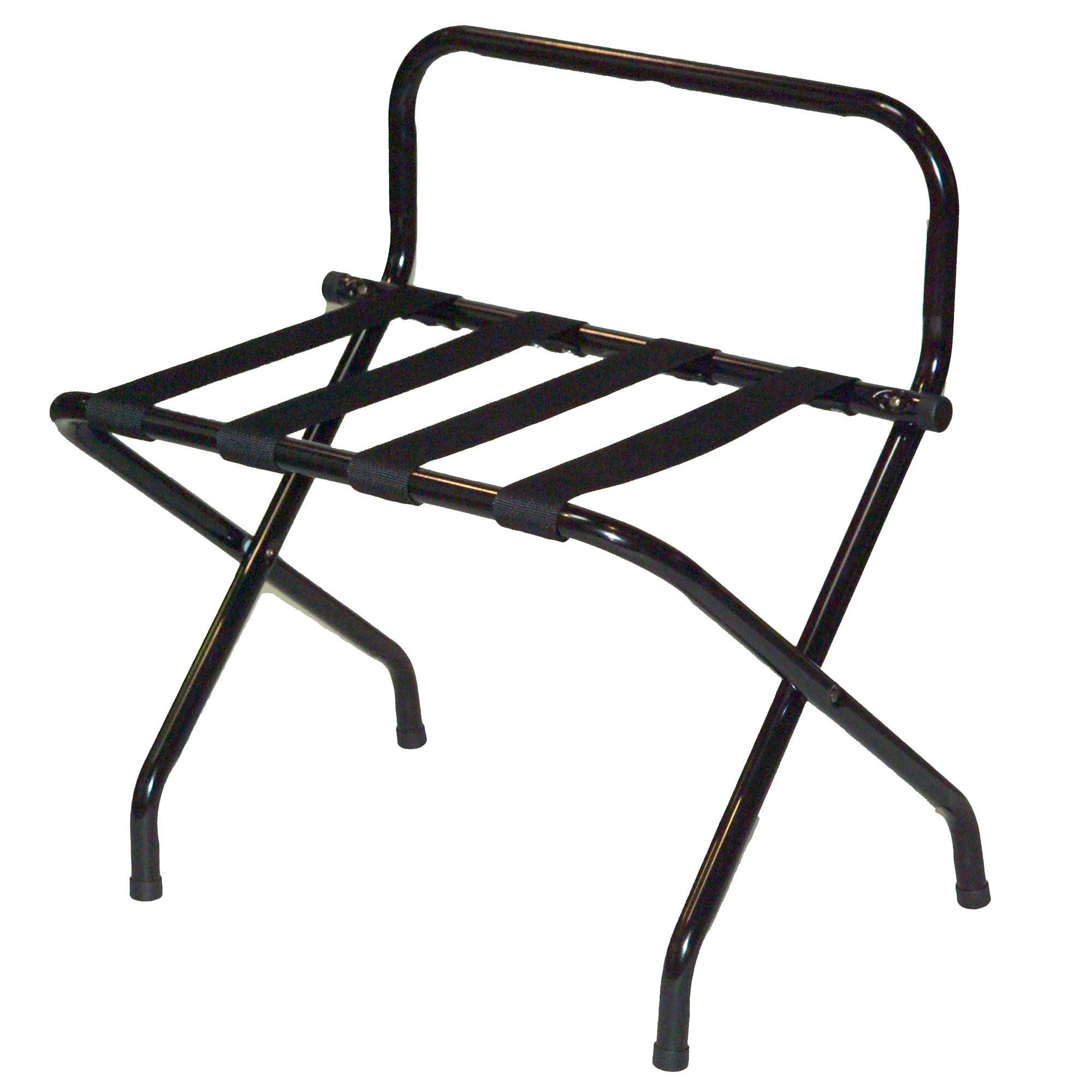 CSL 1055BL-BL Black Metal High Back Luggage Rack with Wall Guard - 6/Pack