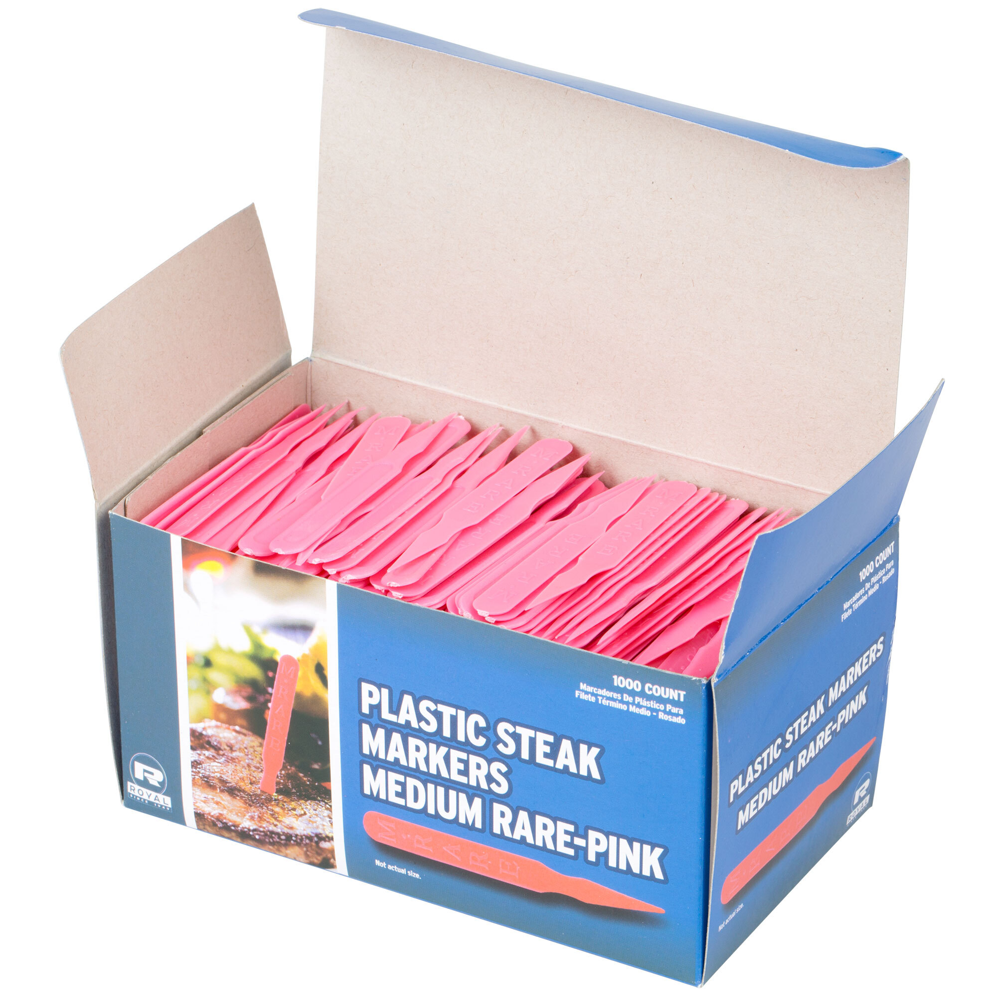 Royal Paper RP145B Pink Medium Rare Steak Marker - 1000/Box