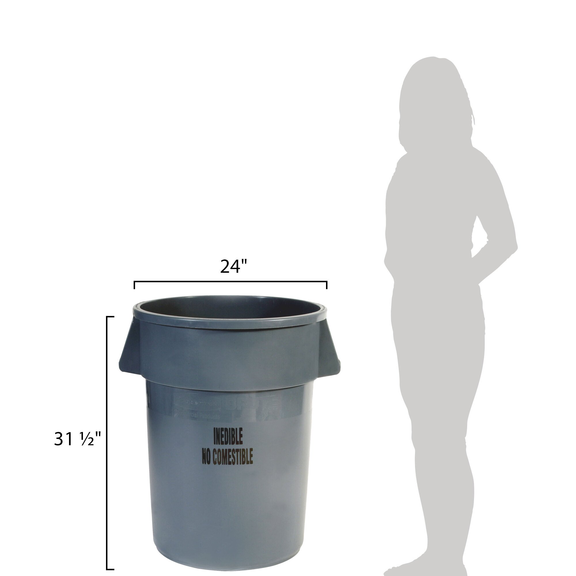 Rubbermaid FG264356GRAY Brute 44 Gallon Gray "Inedible" Round Trash Can