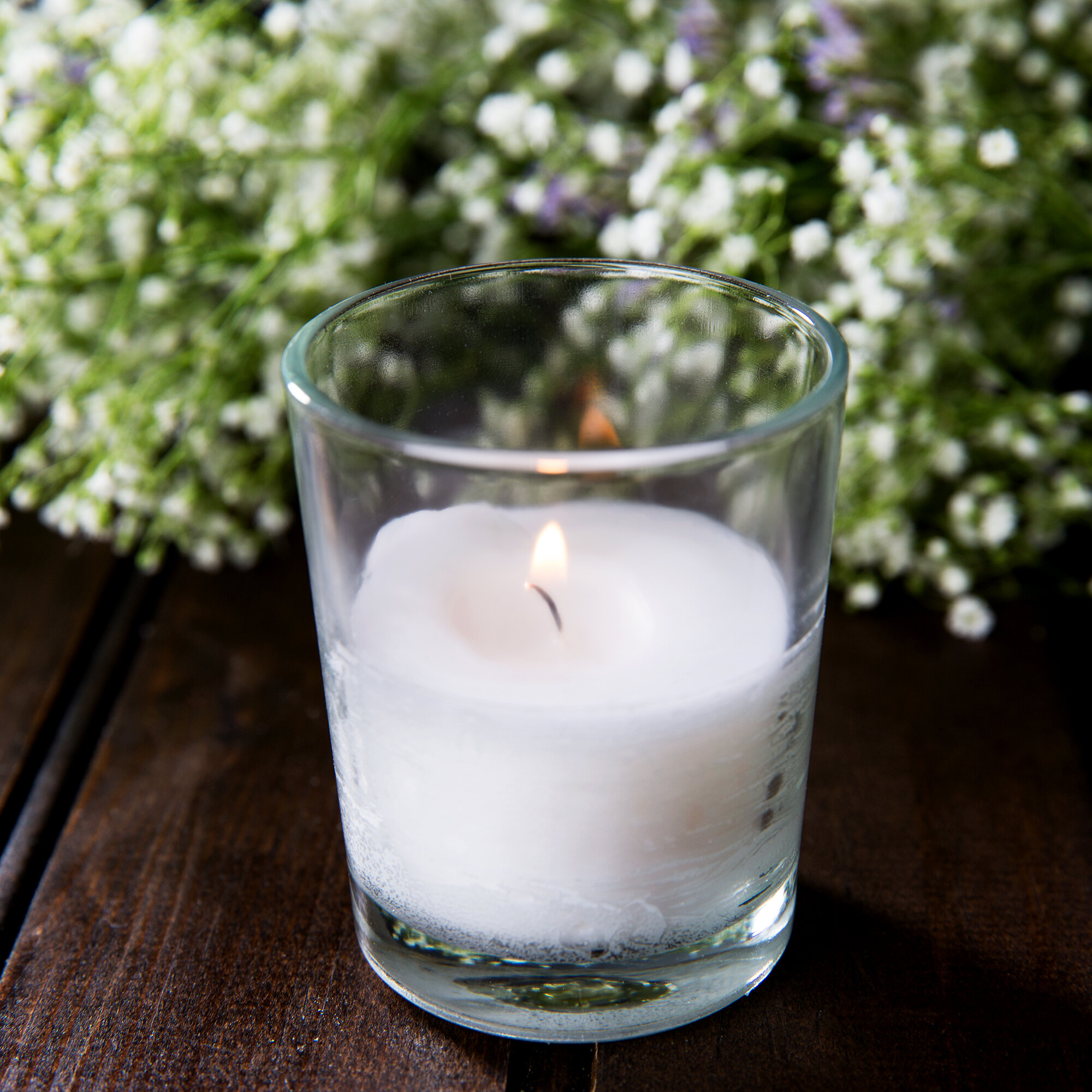 Leola Candle 15 Hour Clear Glass Wax Filled Votives - 48/Case