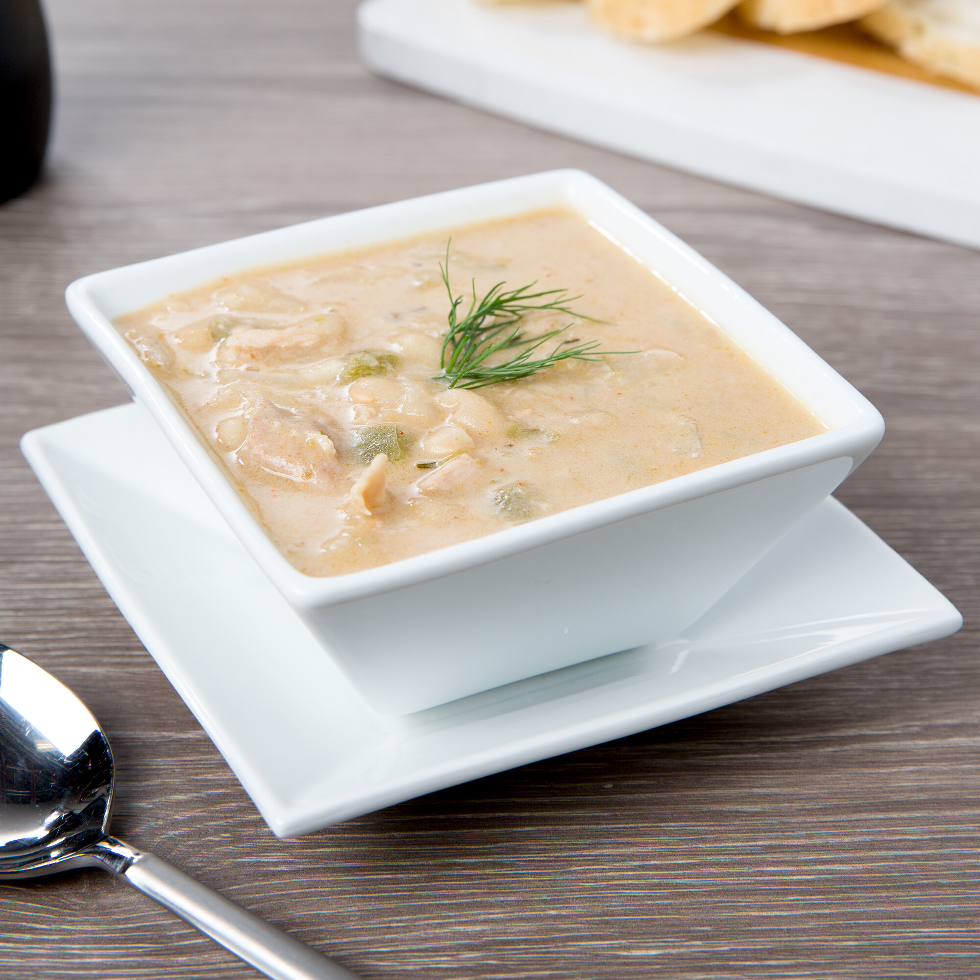 Acopa 5" Square Bright White Porcelain Saucer - 12/Pack