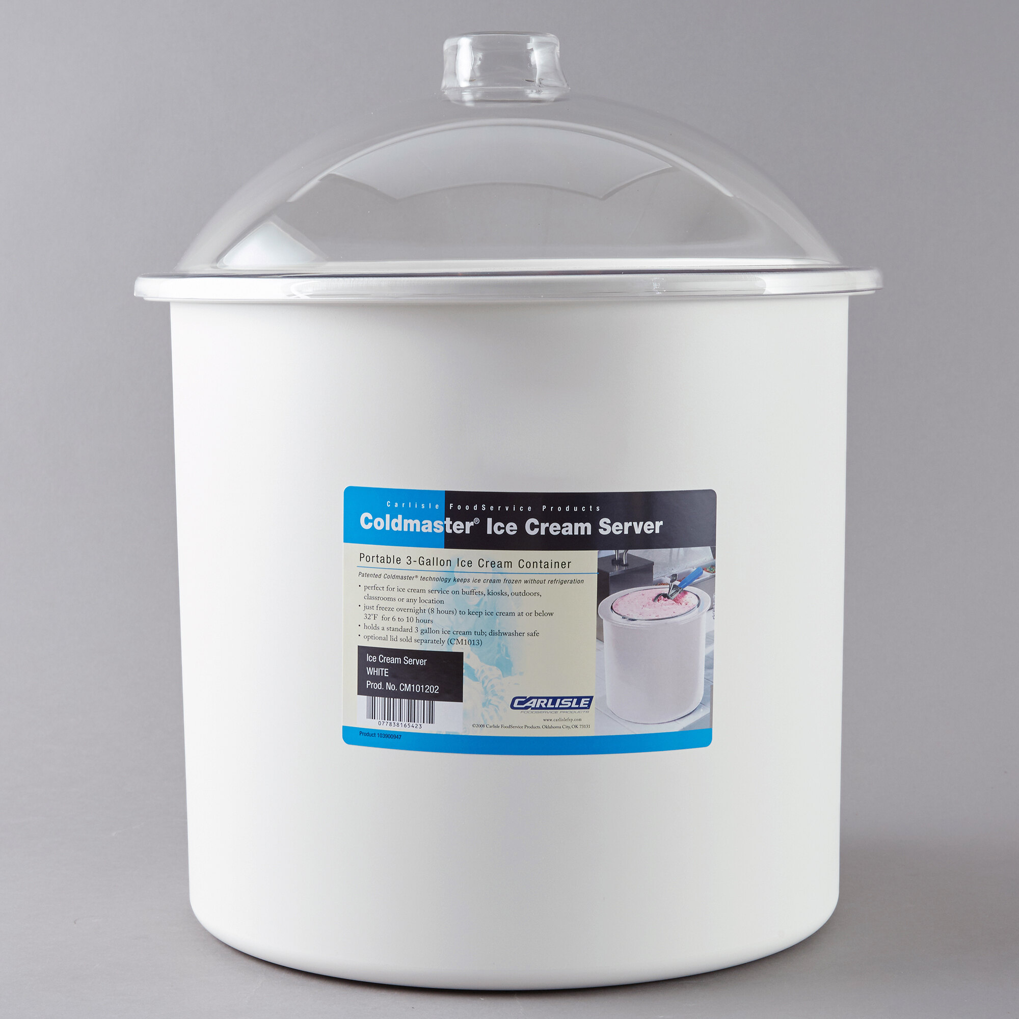 Carlisle CM101202 White 3 Gallon Coldmaster Ice Cream Cold Crock with Lid