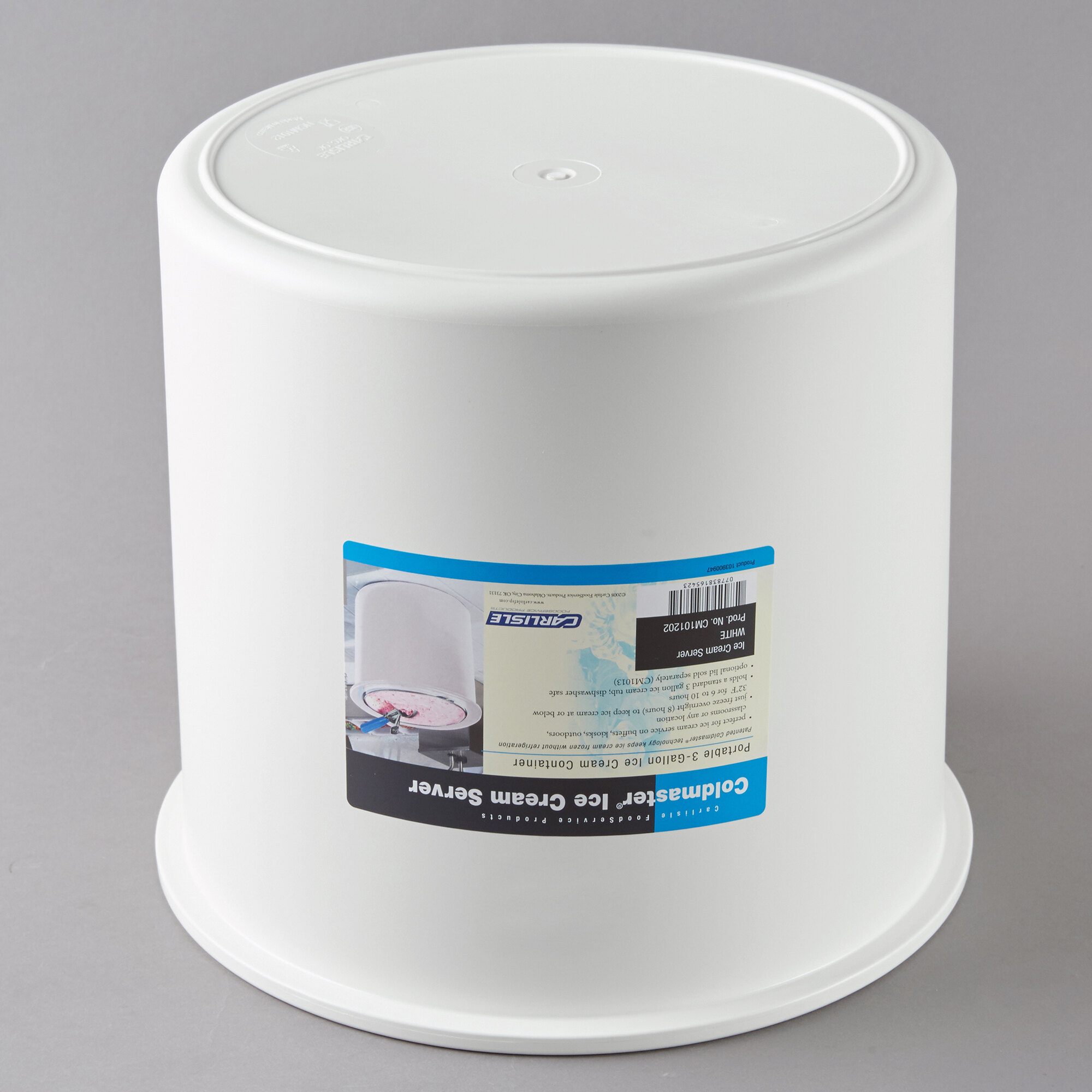 Carlisle CM101202 White 3 Gallon Coldmaster Ice Cream Cold Crock with Lid