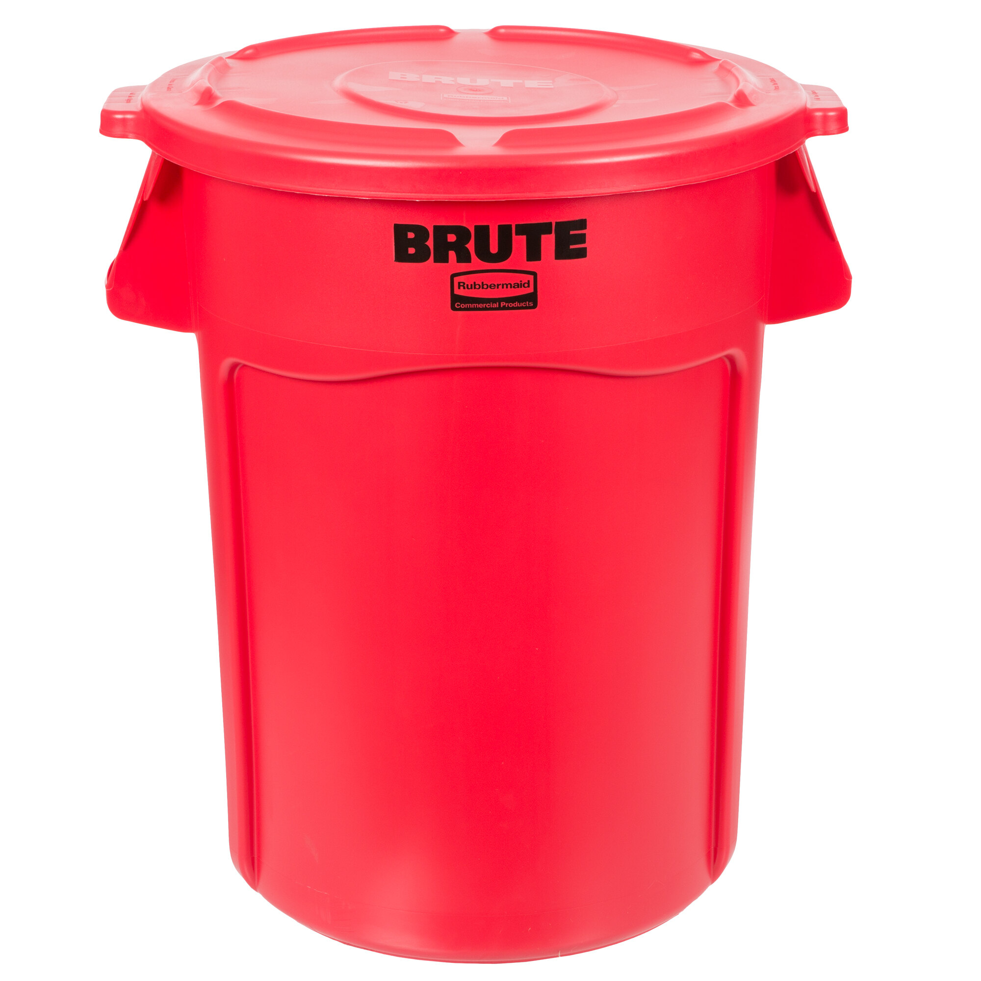 Rubbermaid BRUTE 44 Gallon Red Round Trash Can and Lid