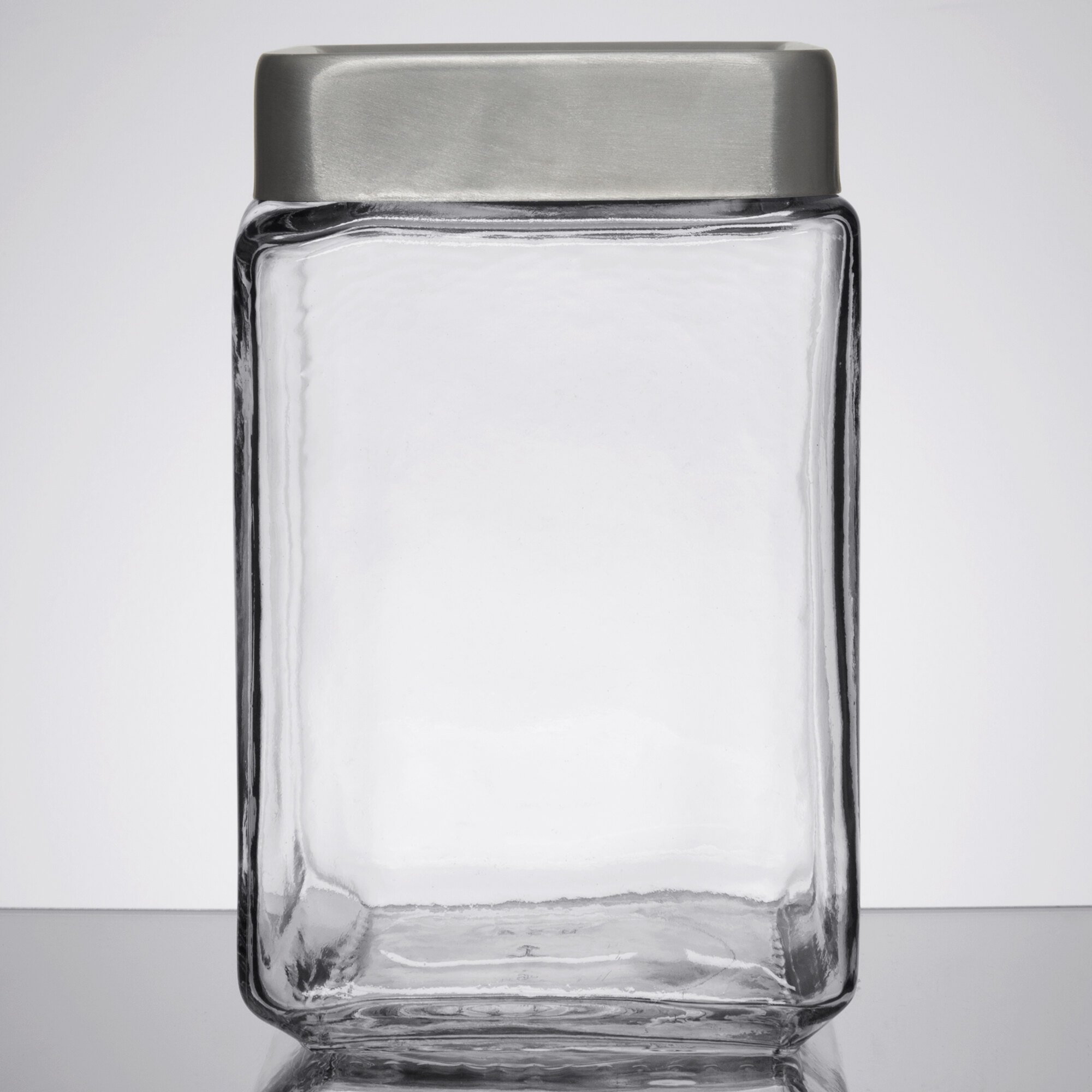 Anchor Hocking 85754 1.5 Qt. Stackable Glass Jar with Brushed Aluminum Lid