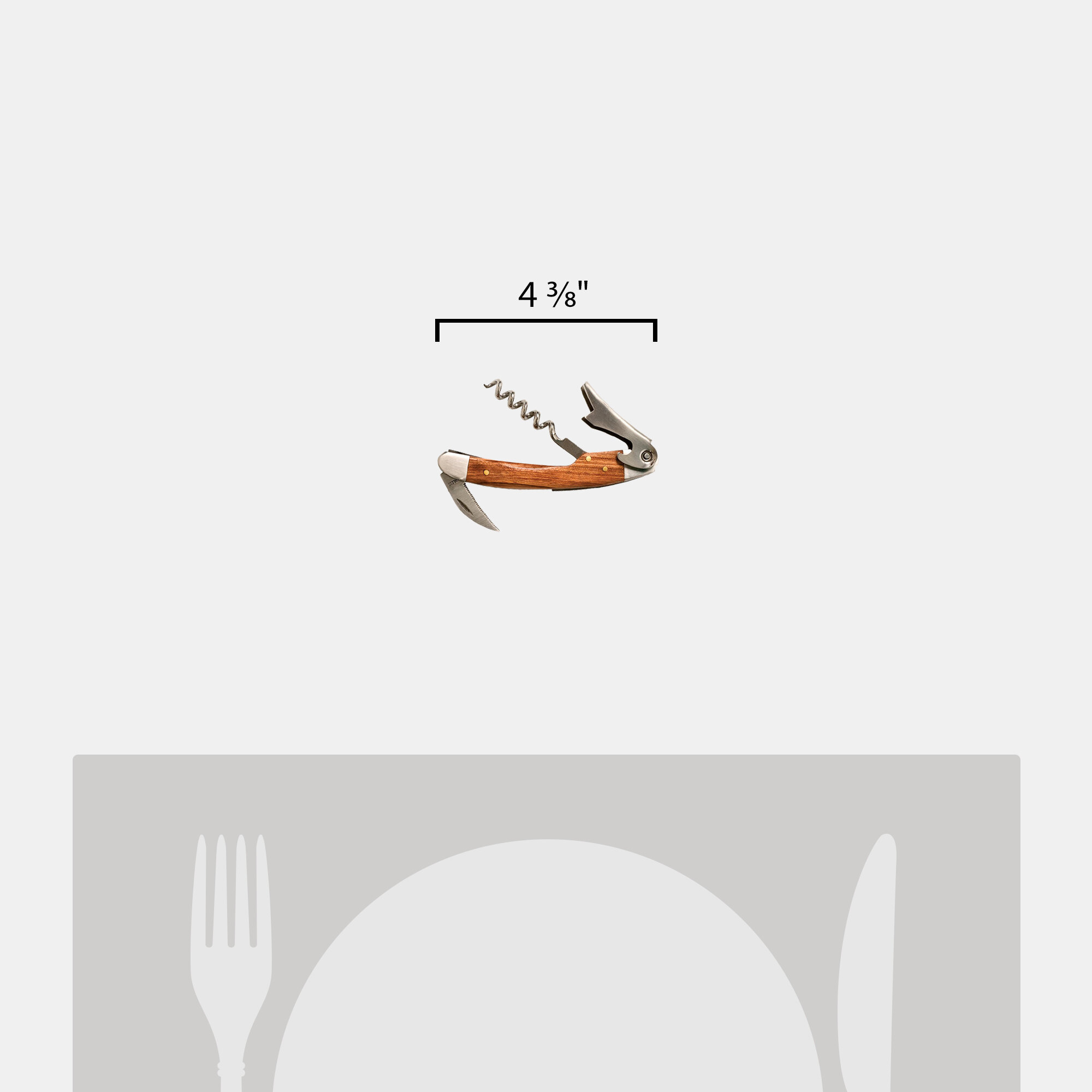 Straight Stainless Steel Waiter's Corkscrew with Brown Wood Inset Handle