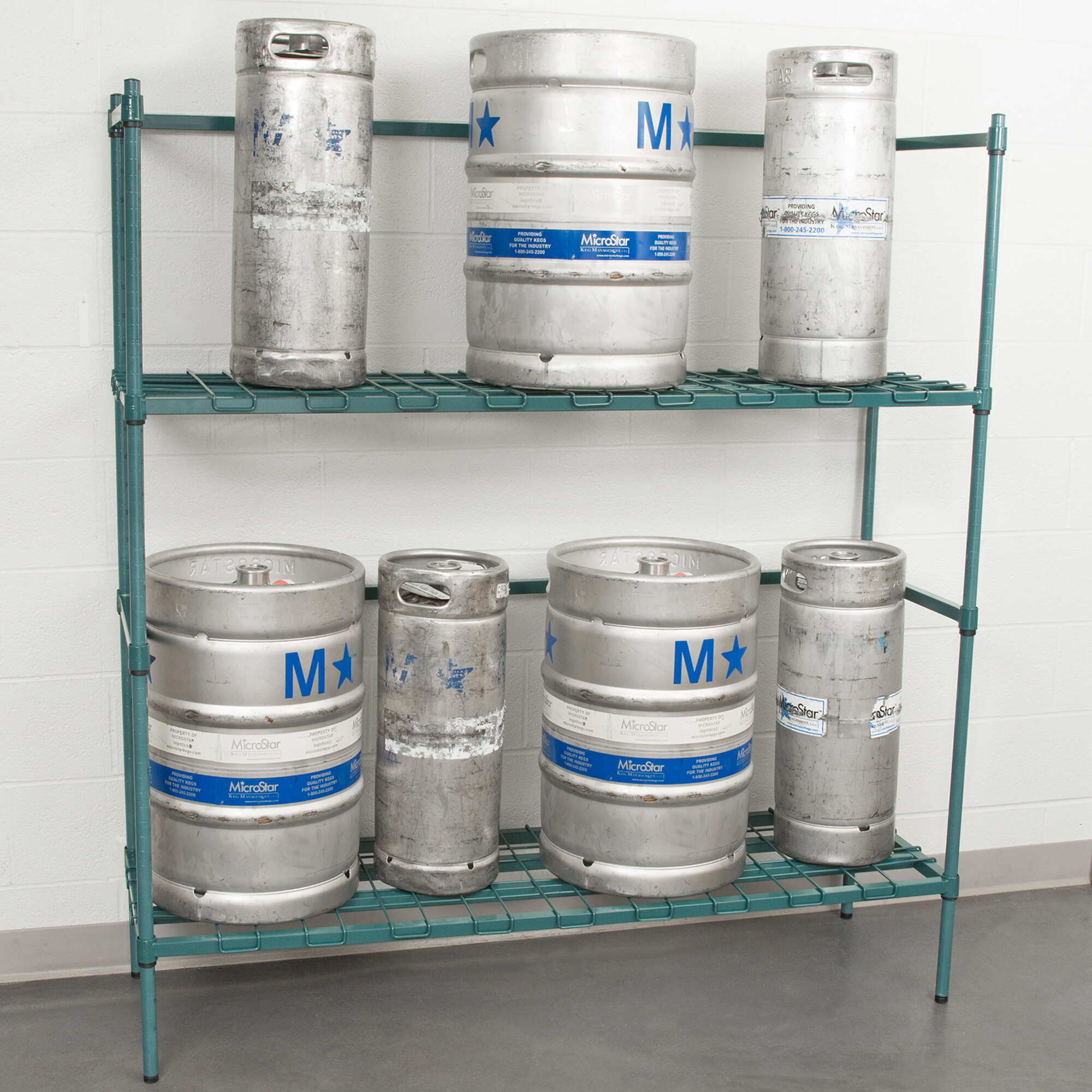 Regency 6 Keg Green Epoxy Keg Rack - 18" x 60" x 64"