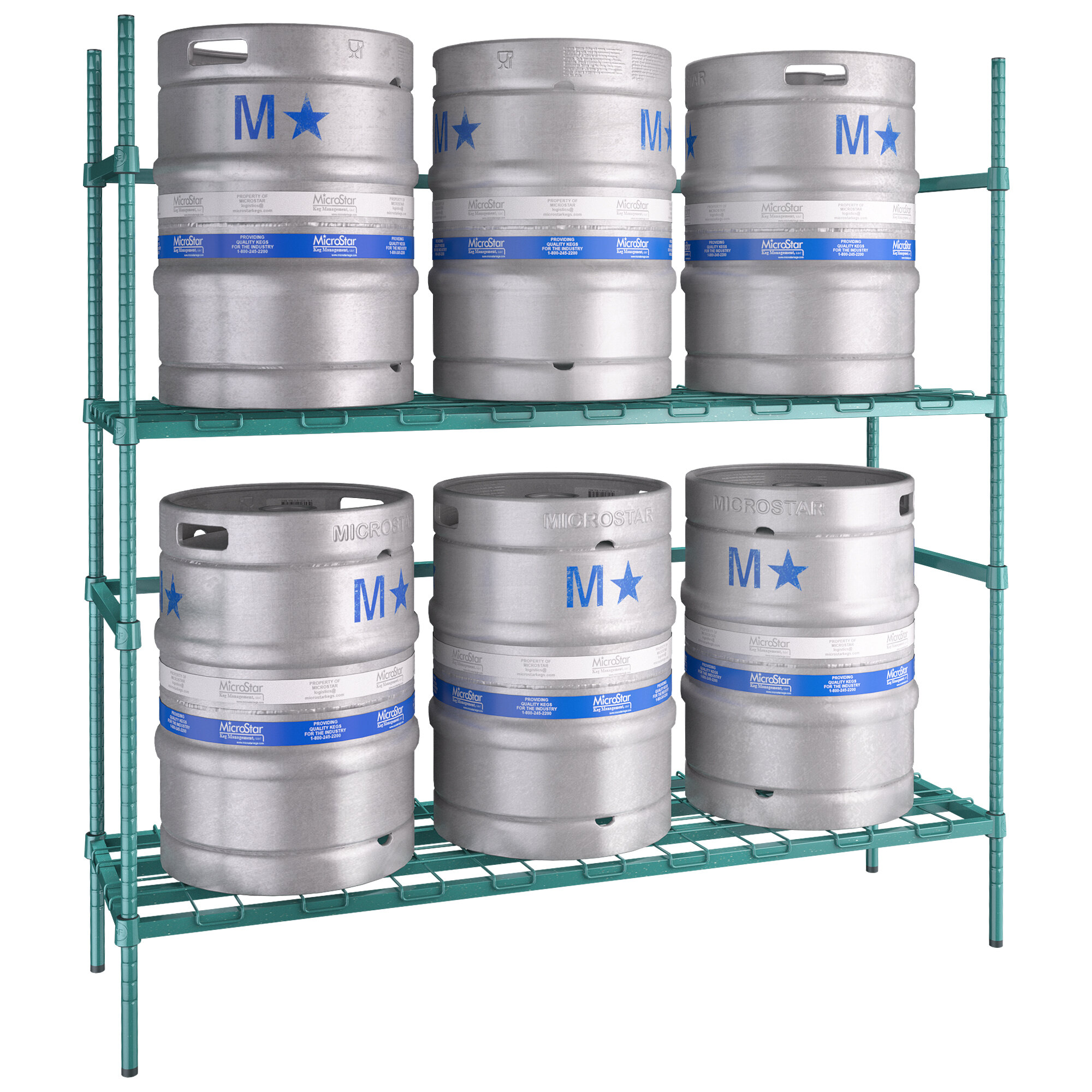 Regency 6 Keg Green Epoxy Keg Rack - 18" x 60" x 64"