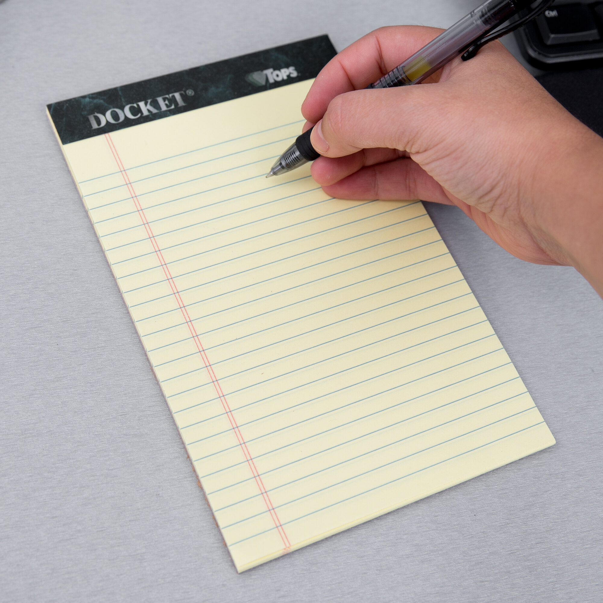 TOPS 63350 Docket 5" x 8" Narrow Ruled Canary Perforated Writing Tablet ...
