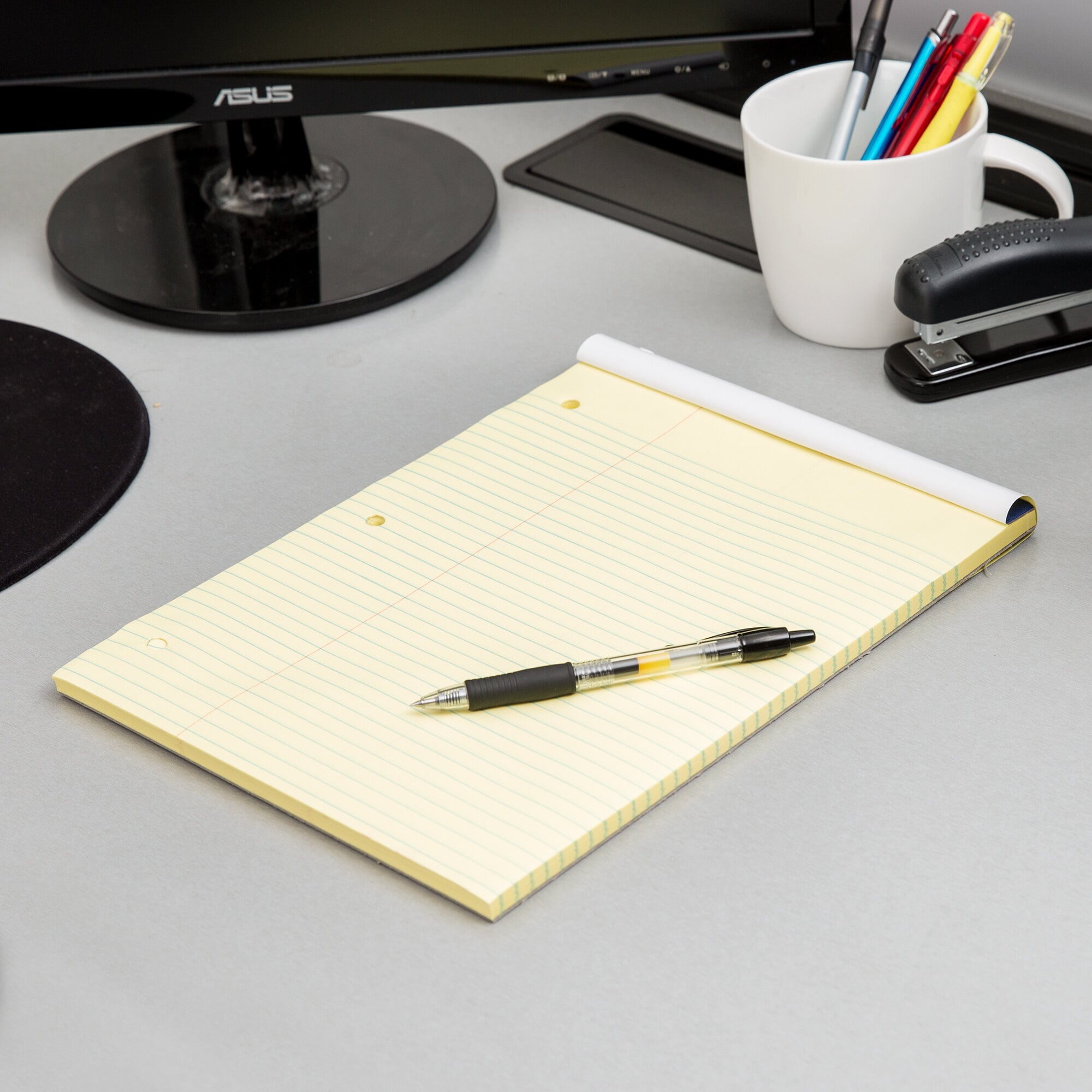 Ampad 20-245 8 1/2" x 11 3/4" Law Ruled Canary 3-Hole Punched Writing ...