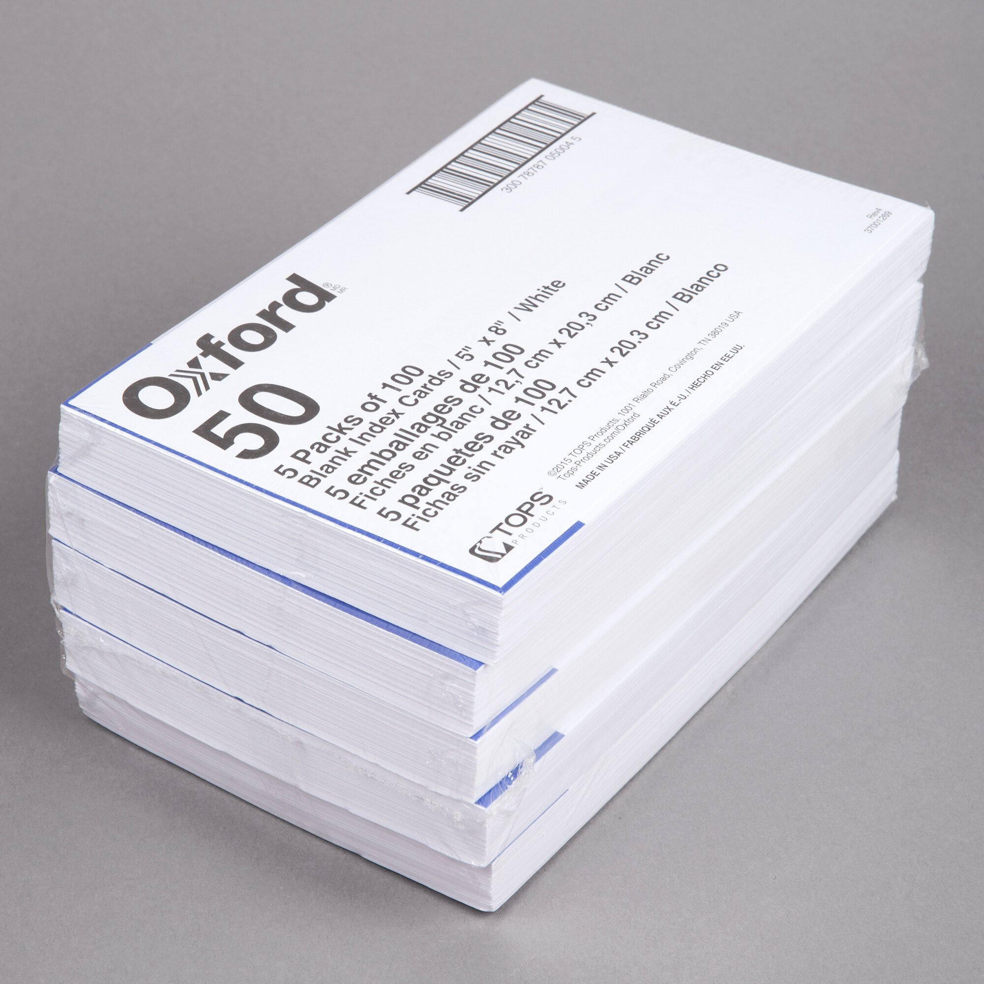 Oxford OXF 50EE 5" x 8" White Unruled Index Card - 100/Pack