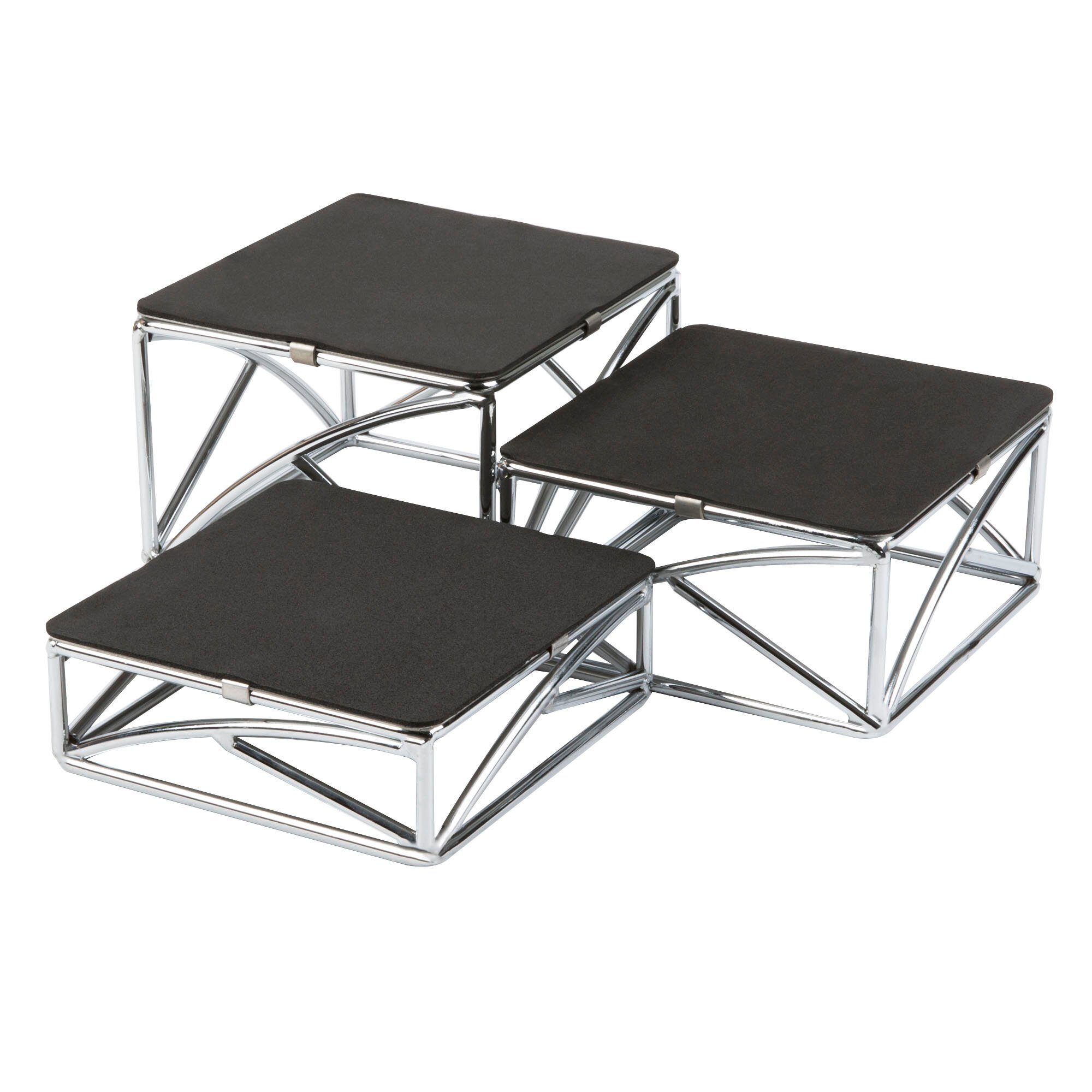 Tablecraft CR3 Set of Three Chrome Plated Square Metal Riser Set - 2 ...