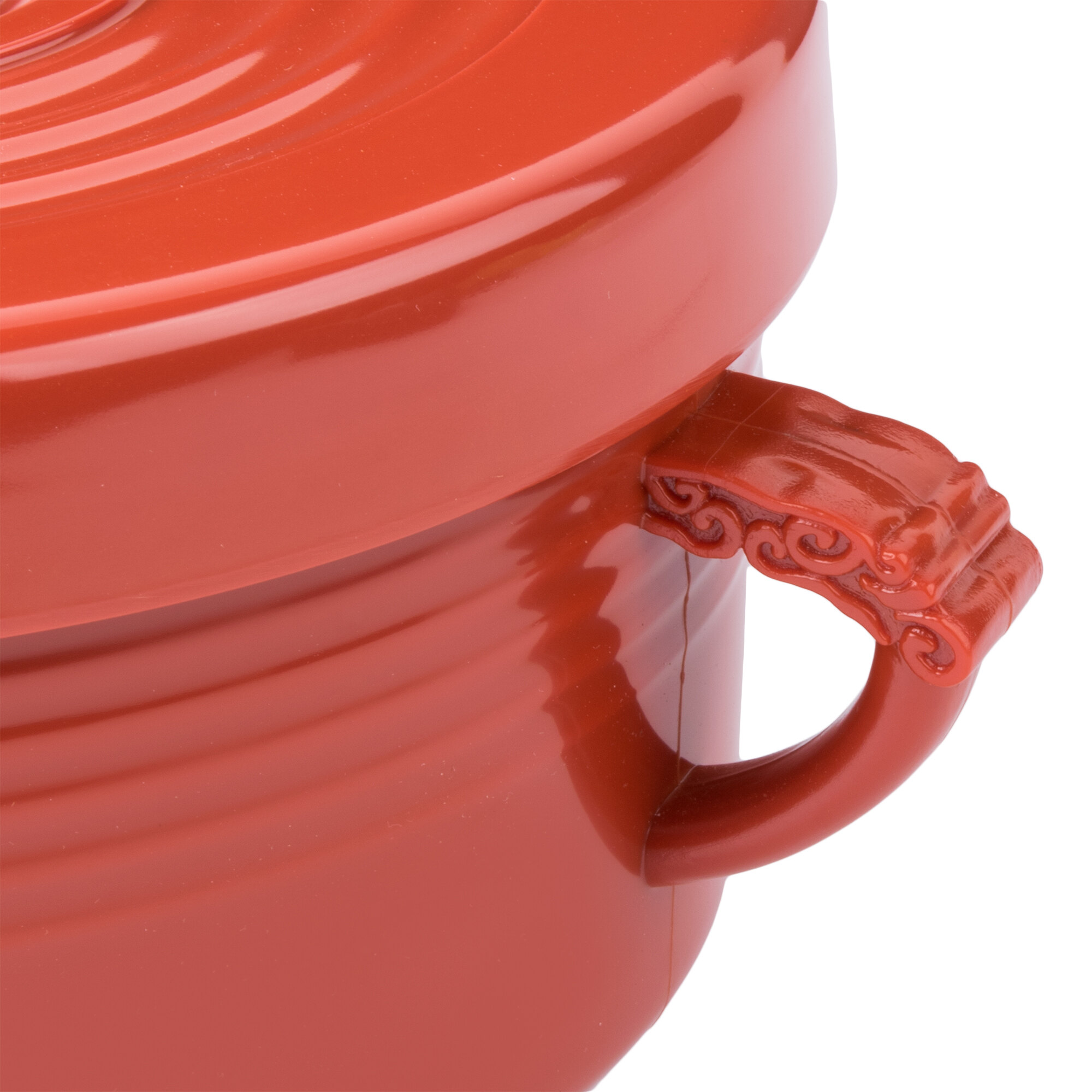 64 oz. Red Insulated Plastic Handled Rice Container with Lid and Spoon