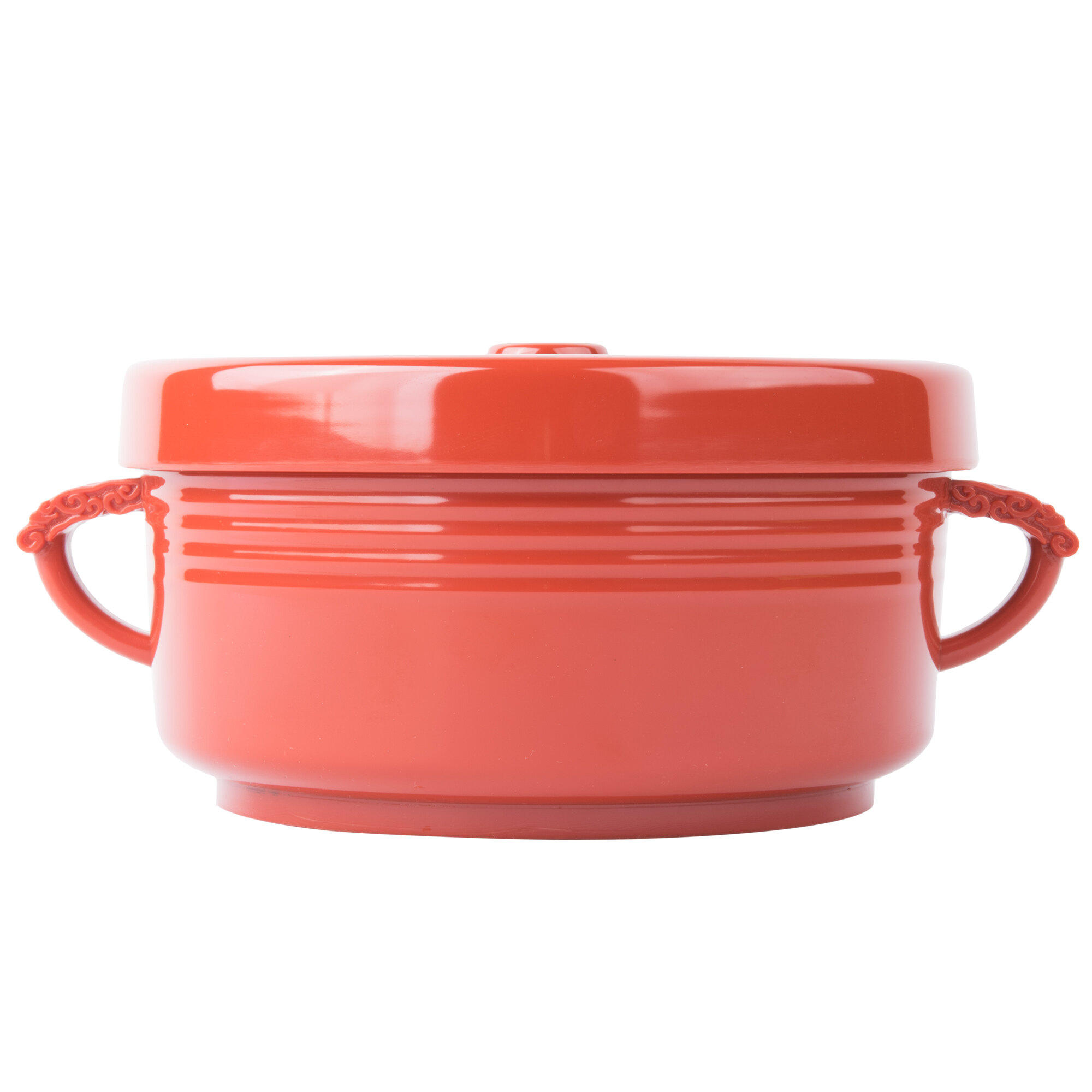72 oz. Red Plastic Handled Rice Container with Lid and Spoon