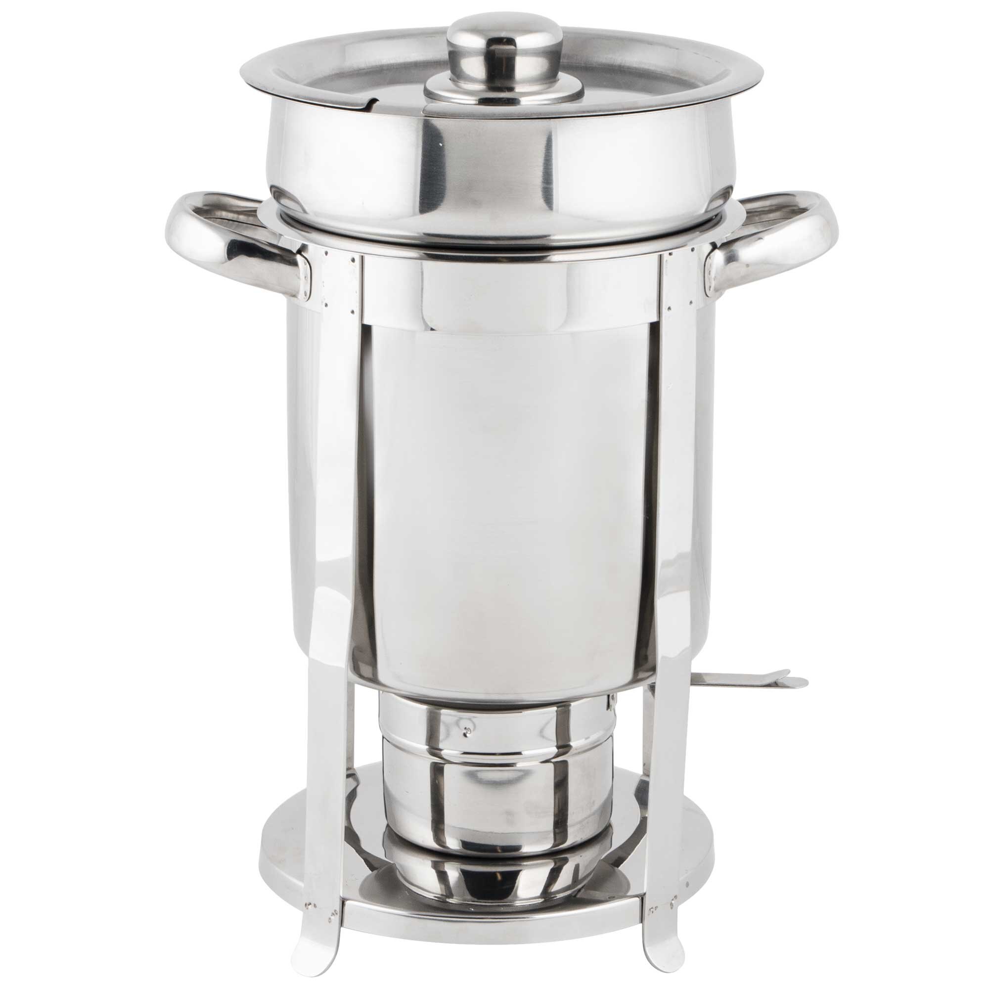 Choice Deluxe 4 Qt. Chrome Accent Marmite Sauce Chafer