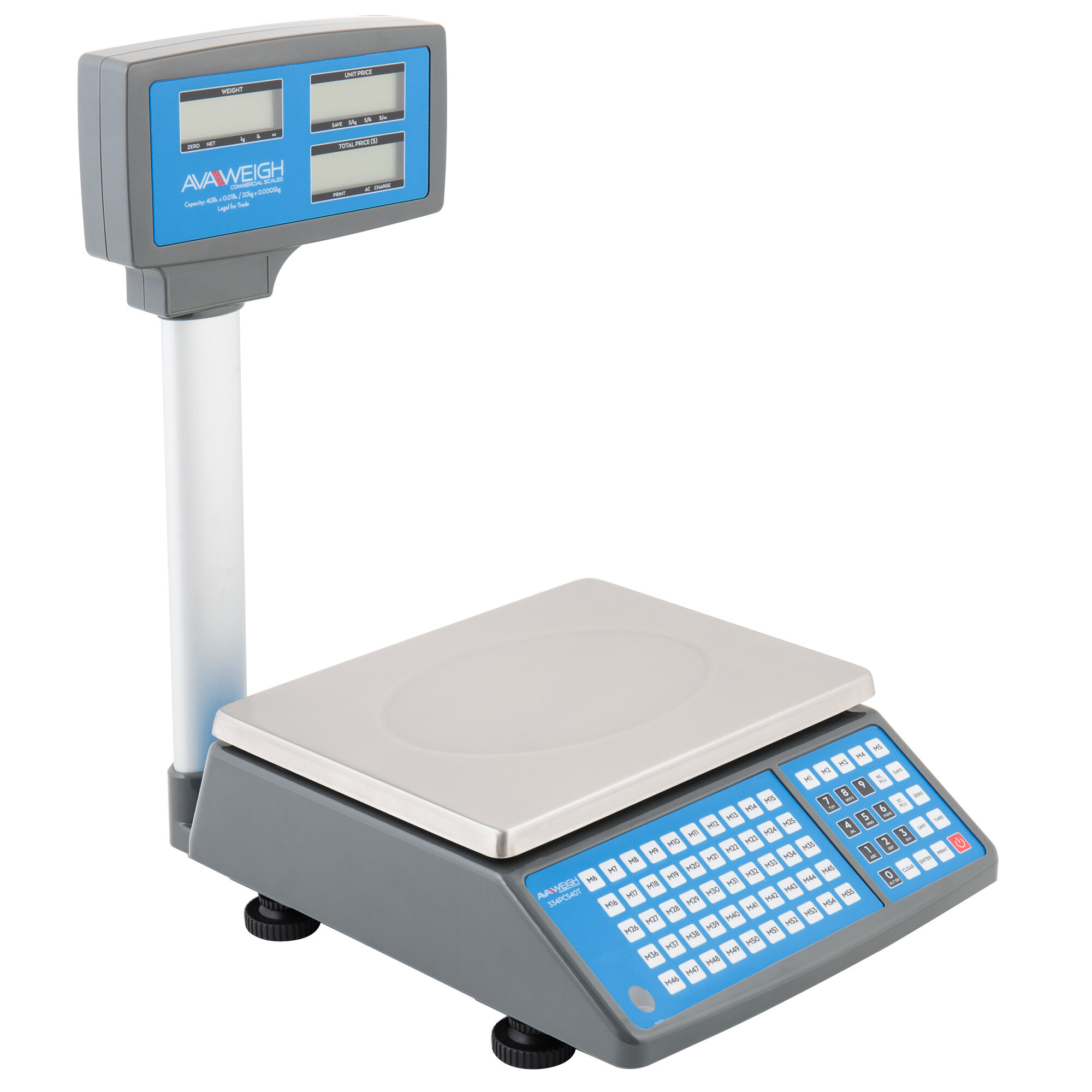 AvaWeigh PCS40T 40 lb. Digital Price Computing Scale with Tower, Legal ...