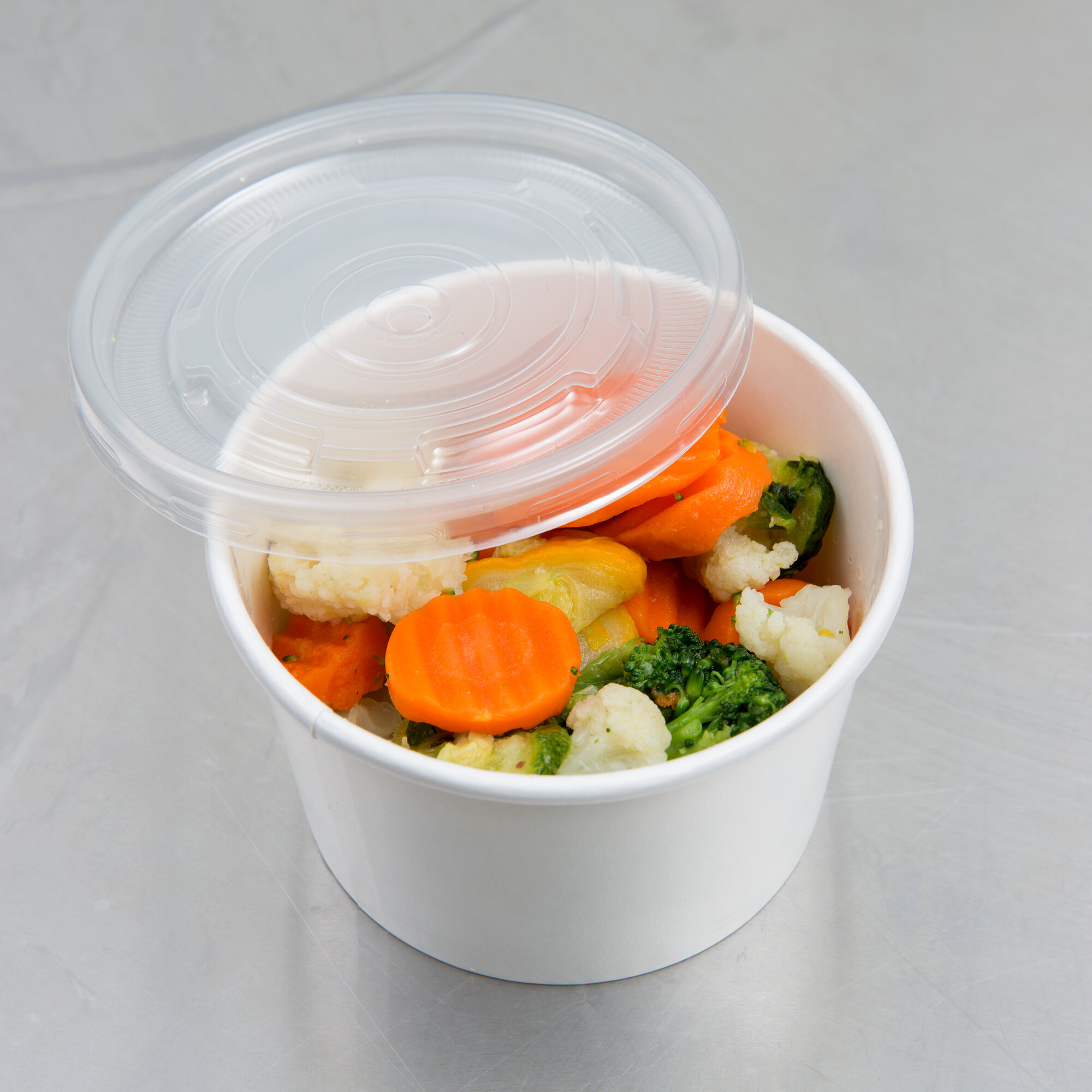 Choice 8 oz. White Double Poly-Coated Paper Food Cup with Vented ...