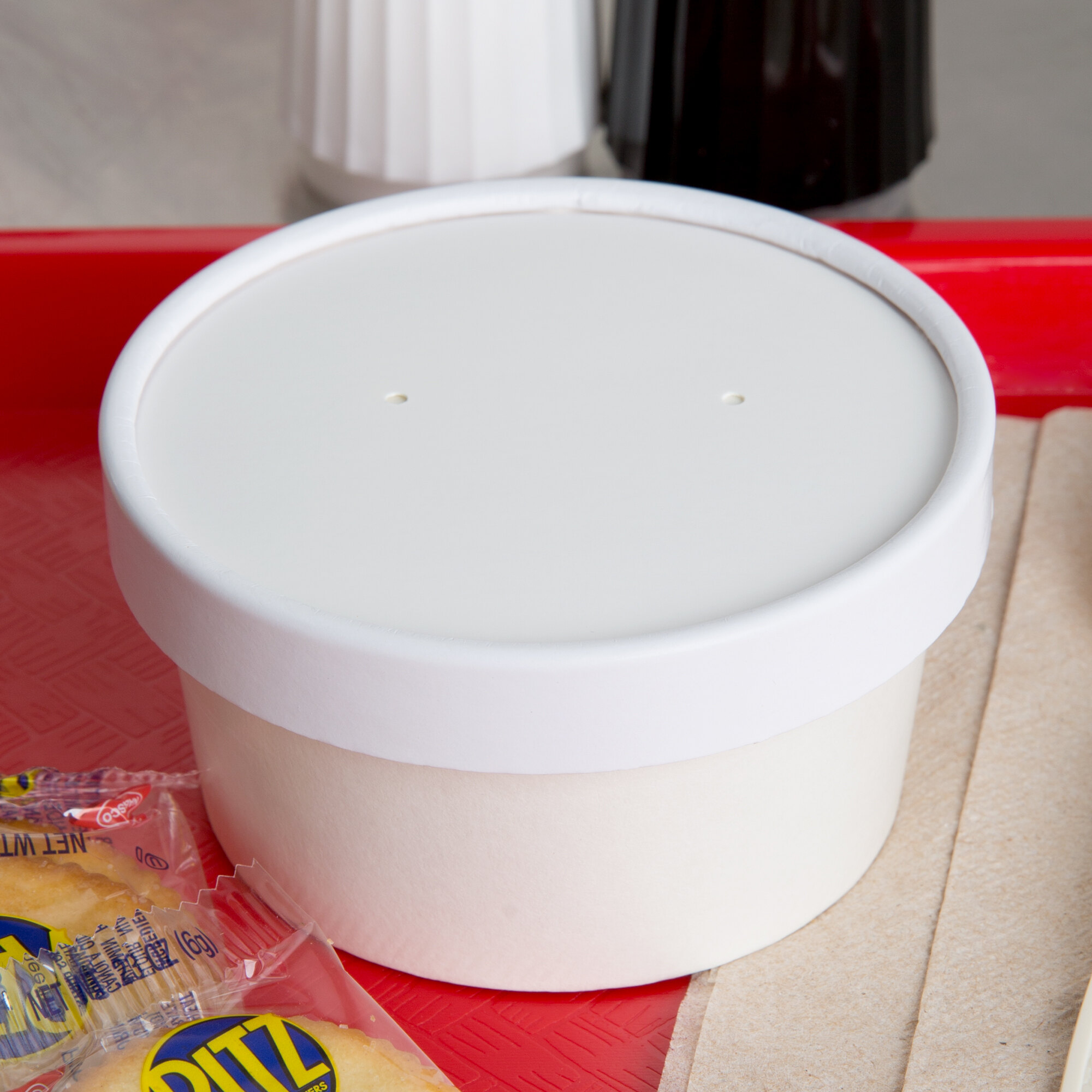 Choice 6 oz. White Double Poly-Coated Paper Food Cup with Vented Paper ...