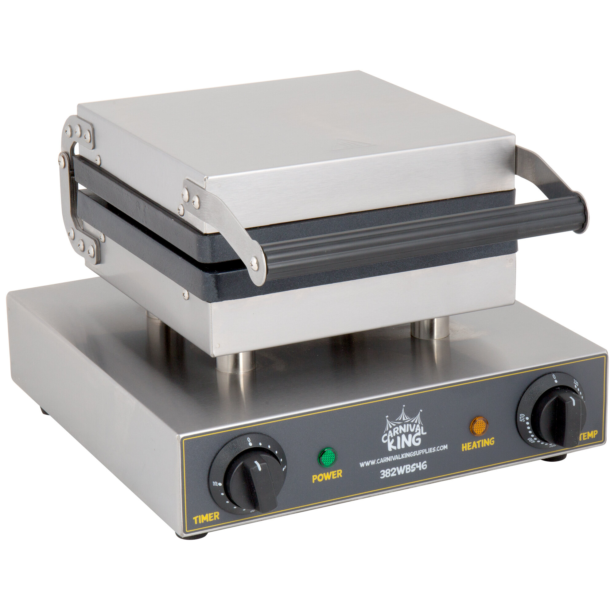 Carnival King WBS46 Brussels Style Waffle Maker with Timer - 120V