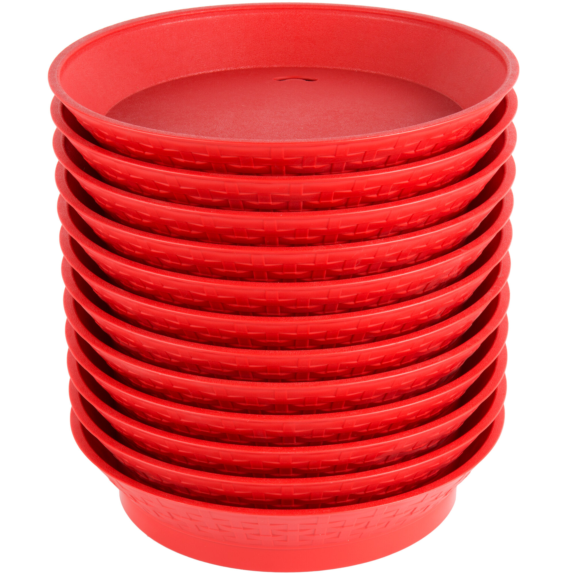 Choice 12" Round Red Plastic Diner Platter with Base - 12/Pack