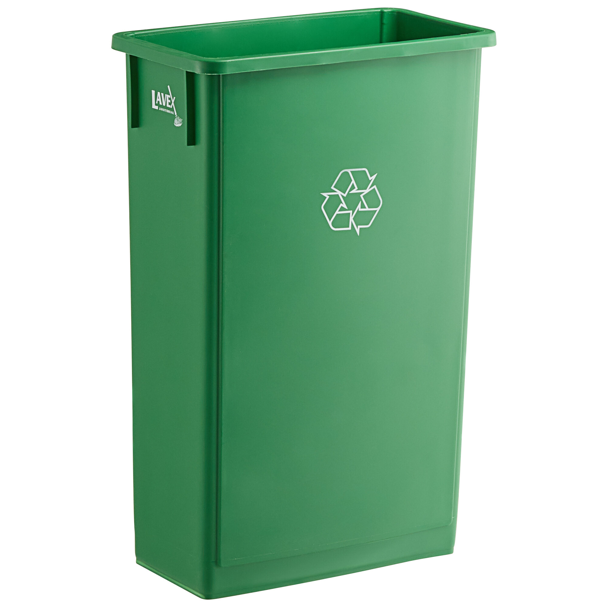 Lavex Janitorial 23 Gallon Green Slim Rectangular Recycle Bin