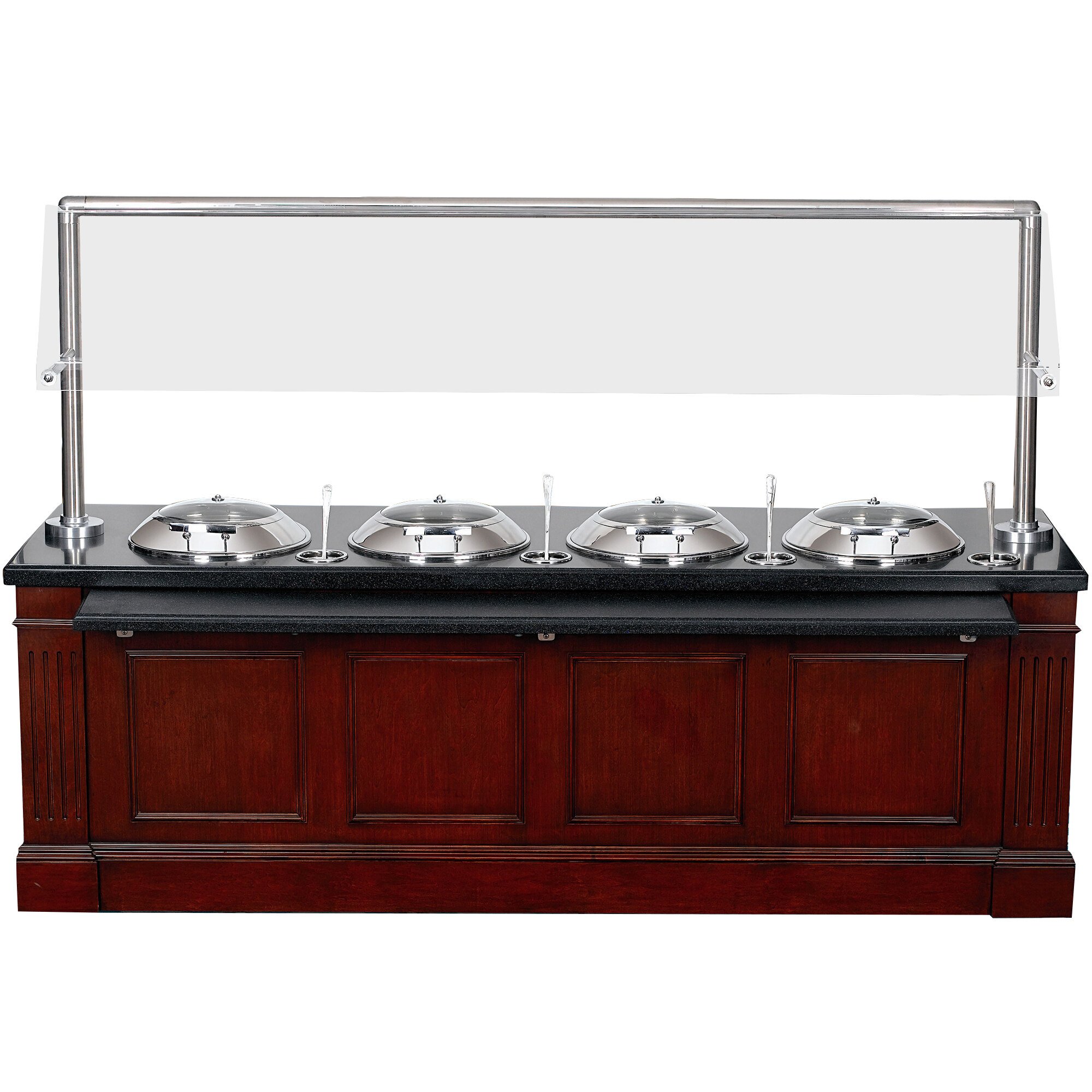 Bon Chef 50102 96" x 30" x 66" Wood Buffet with 4 Chafers and 4 ...